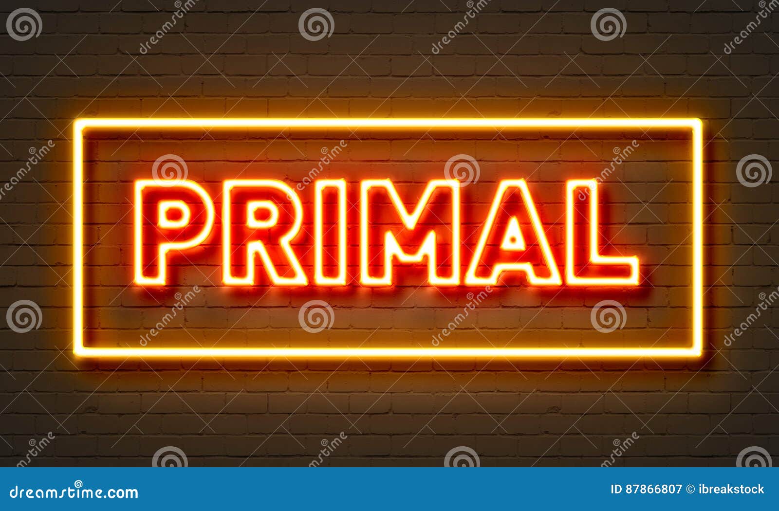 Primal Neon Sign on Brick Wall Background. Stock Illustration ...