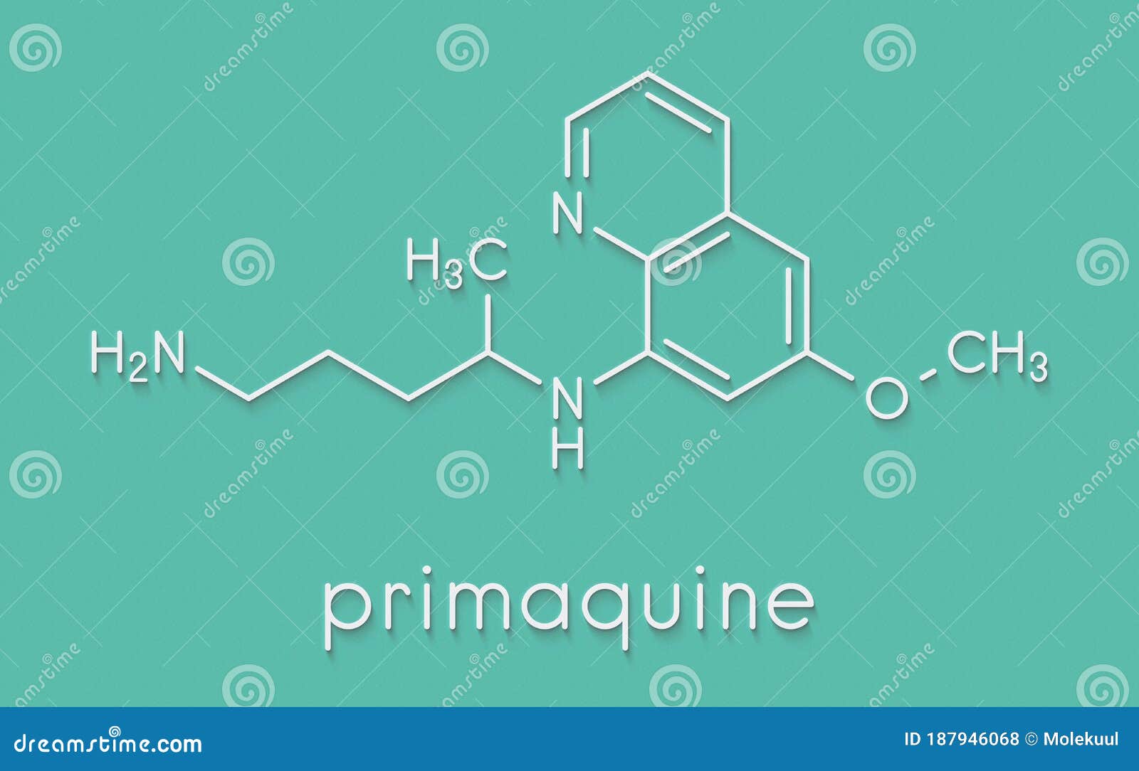Primaquine Molecule. Structural Chemical Formula, Molecule Model. Sheet ...
