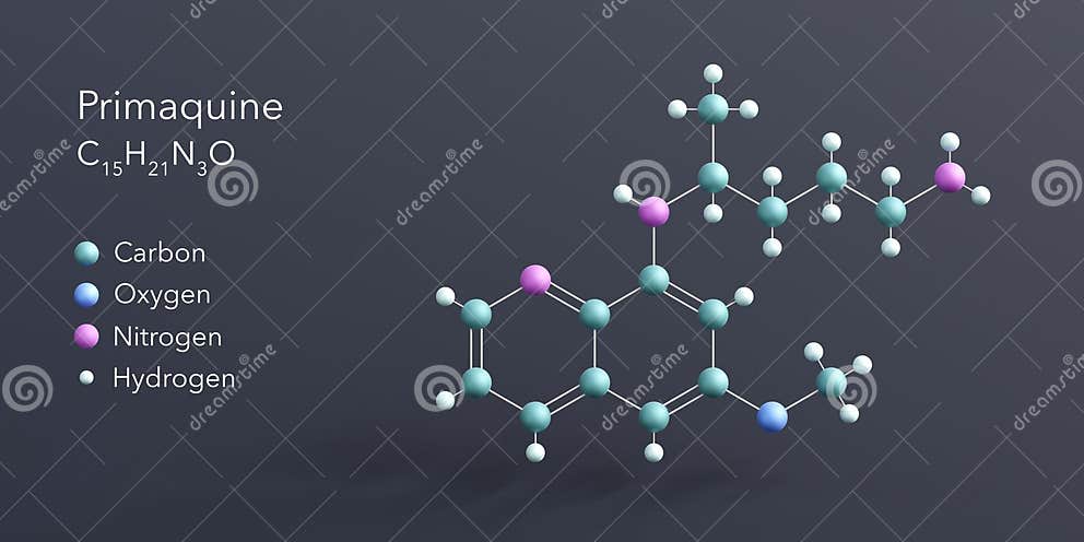 Primaquine Molecule 3d Rendering, Flat Molecular Structure with ...