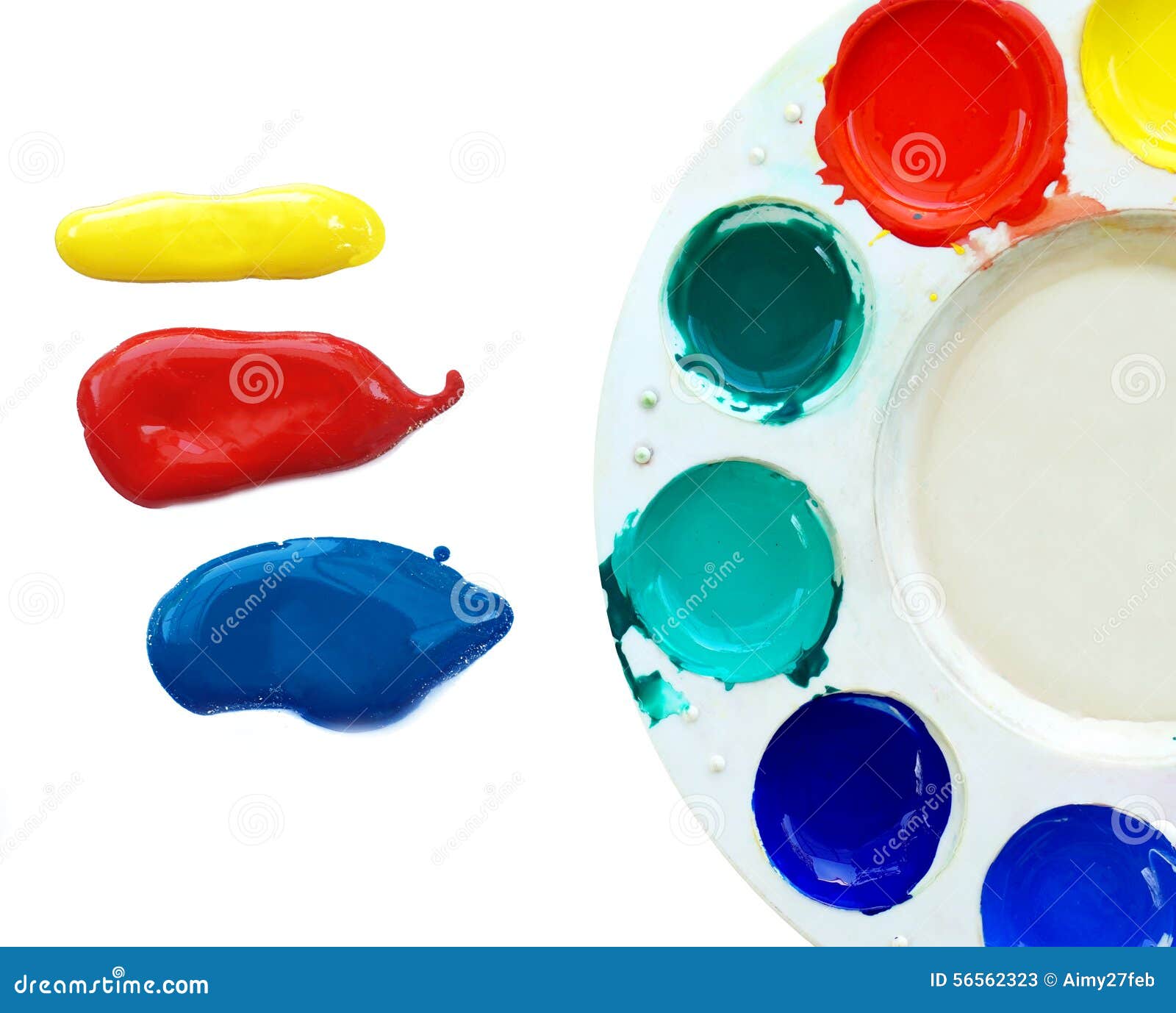 Primary Colors Blob and Palette on White Background Stock Image - Image ...