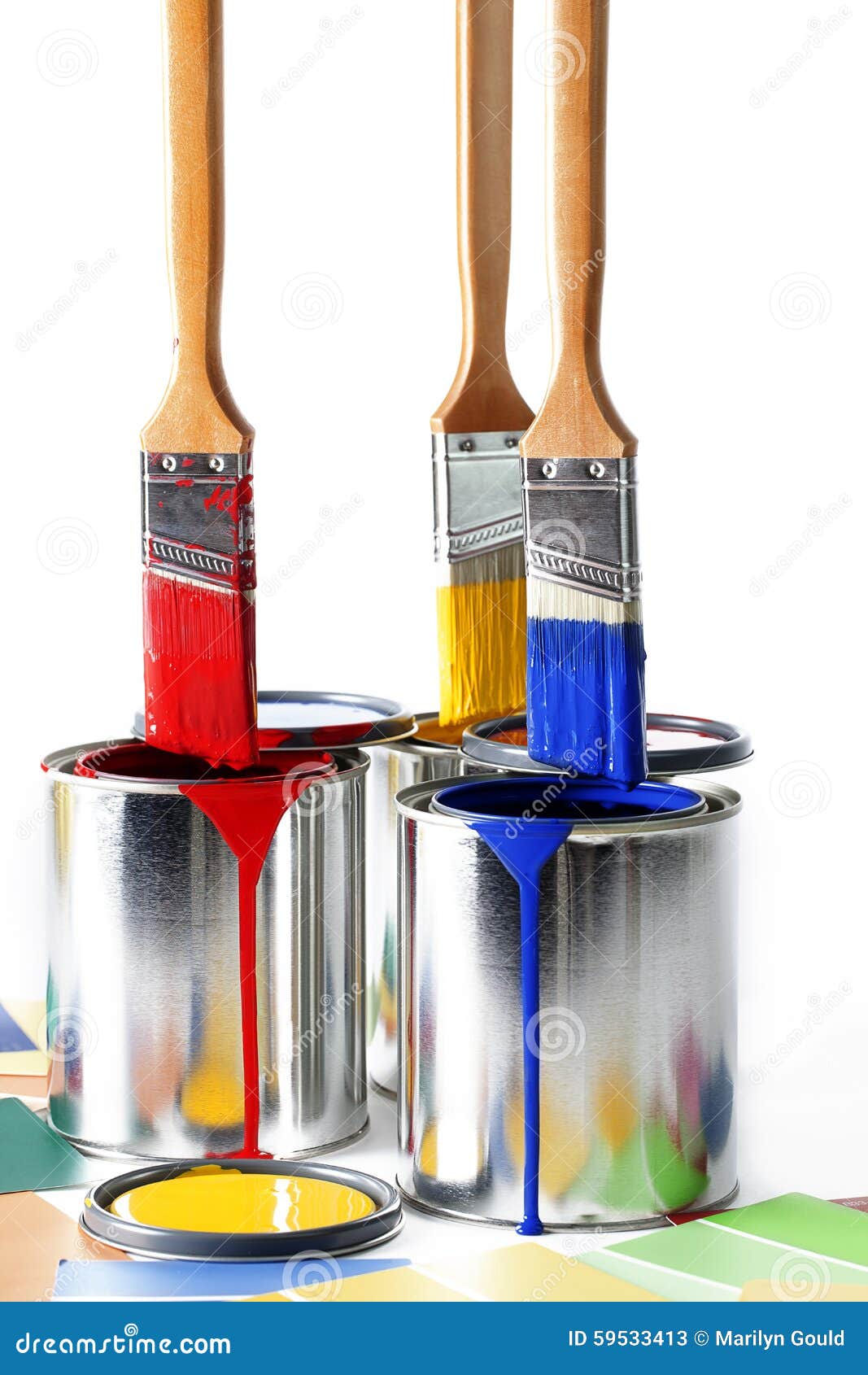 Primary Colors on Paint Brushes 2 Stock Image - Image of chips, silver ...