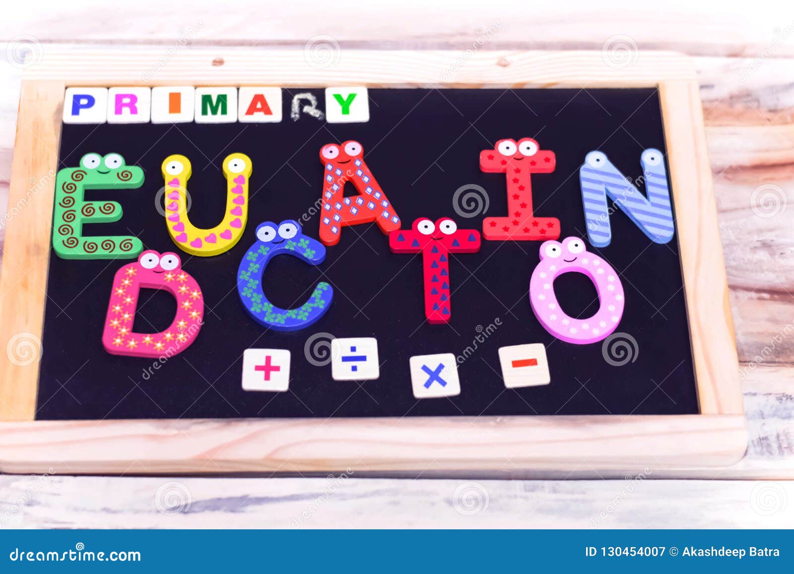 PRIMARY EDUCATION WRITTEN on CHALK BOARDWITH PLUS MINUS SIGNS Stock ...