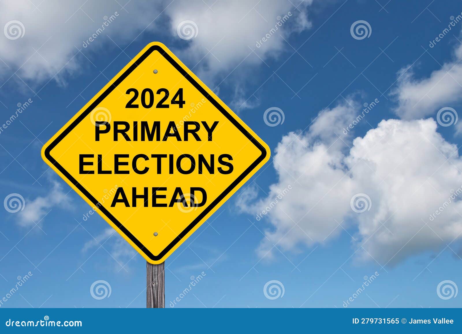 2024 Primary Elections Ahead Warning Sign Stock Image - Image of ...