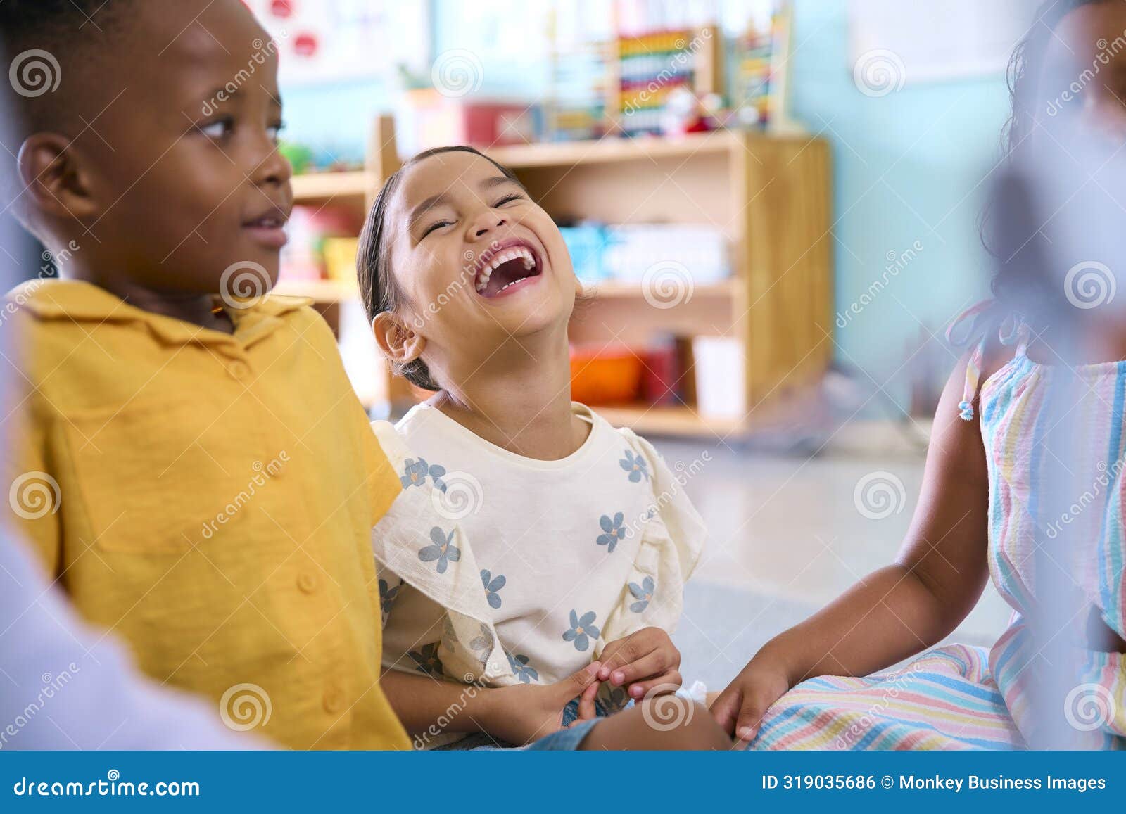 Primary or Elementary School Class Having Fun with Model Wind Turbine ...