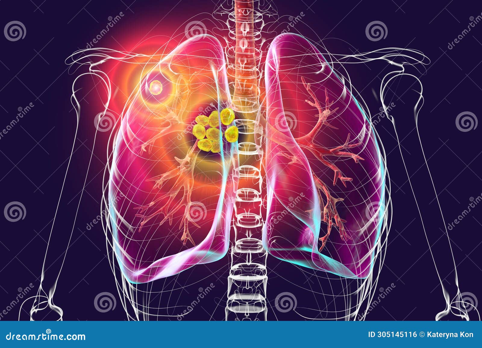 Primary Lung Tuberculosis, 3D Illustration Royalty-Free Cartoon ...