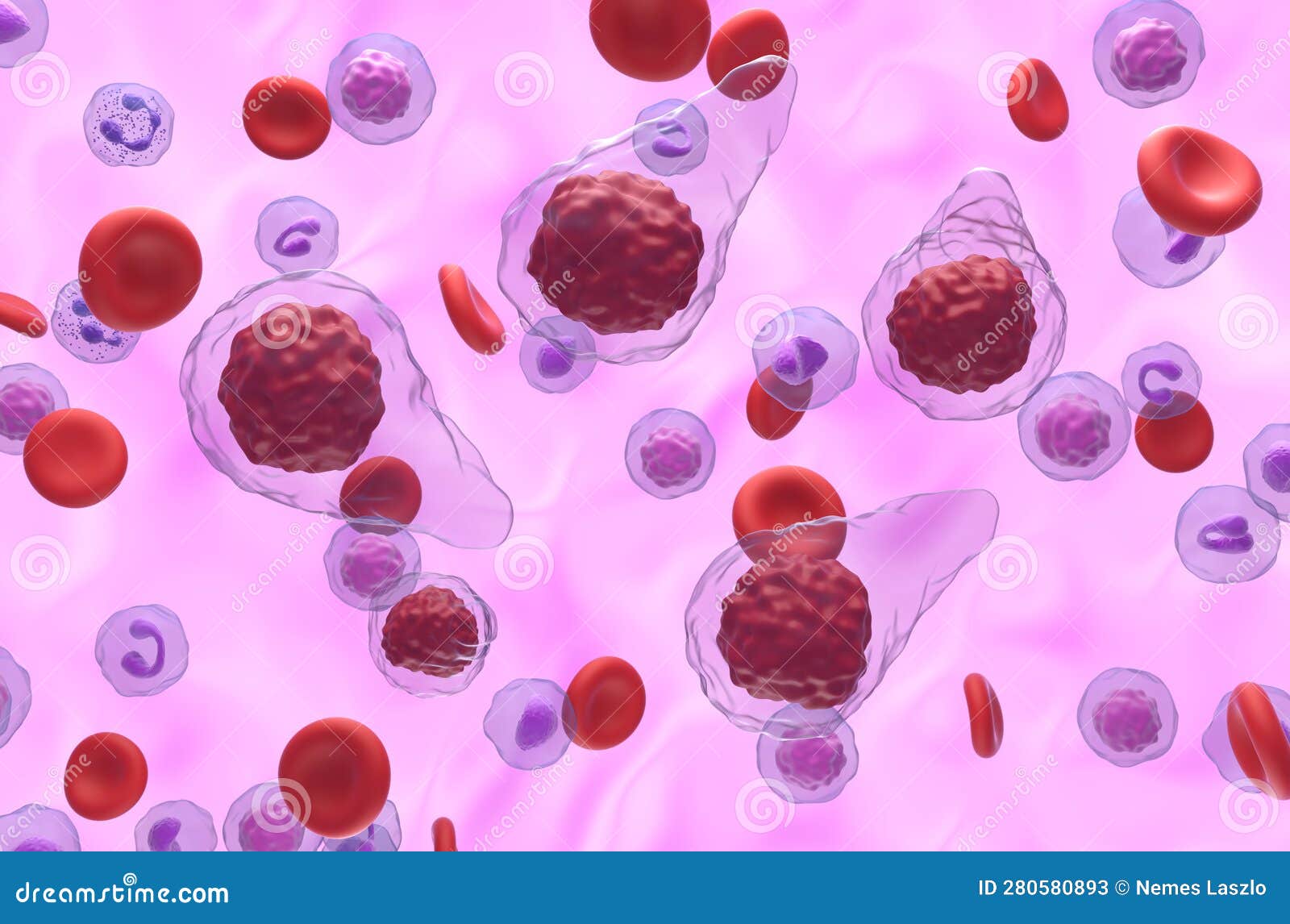 Primary Myelofibrosis (PMF) Cells in Blood Flow - Isometric View 3d ... Primary Myelofibrosis (PMF) Cells in Blood Flow - Isometric View 3d ...