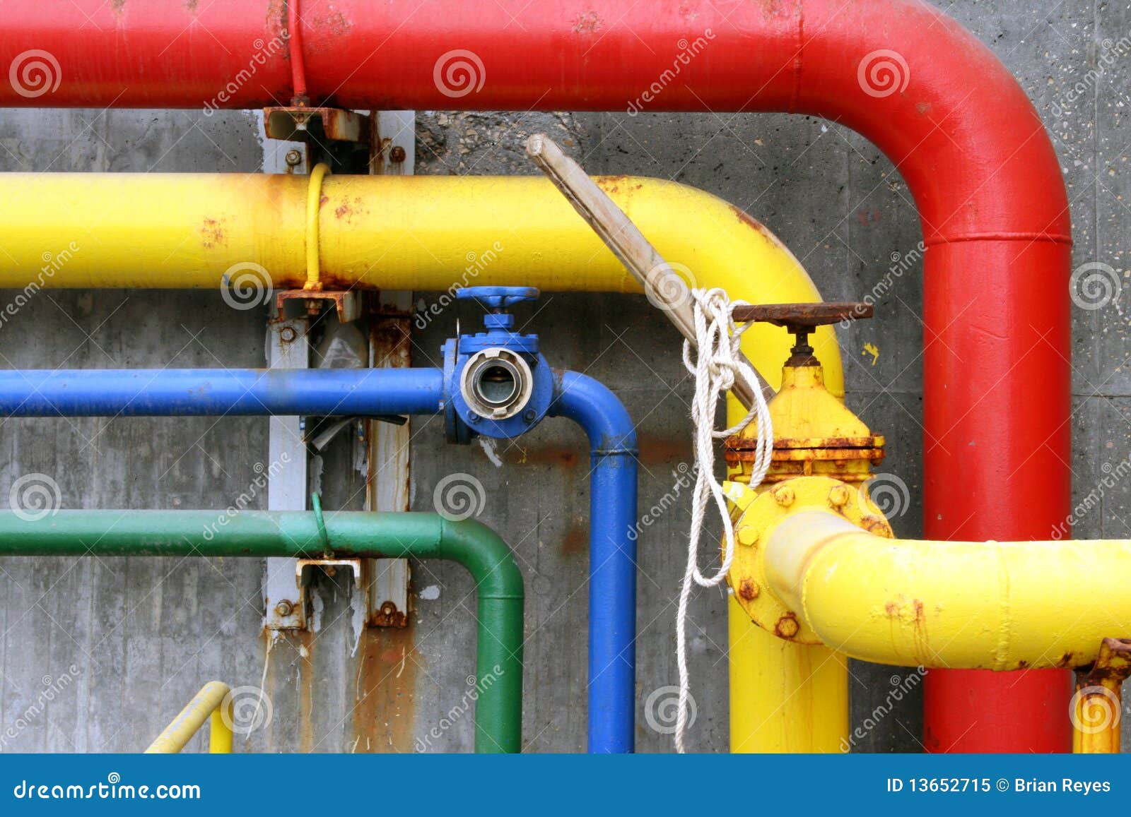 Primary pipework. stock image. Image of rusty, green - 13652715
