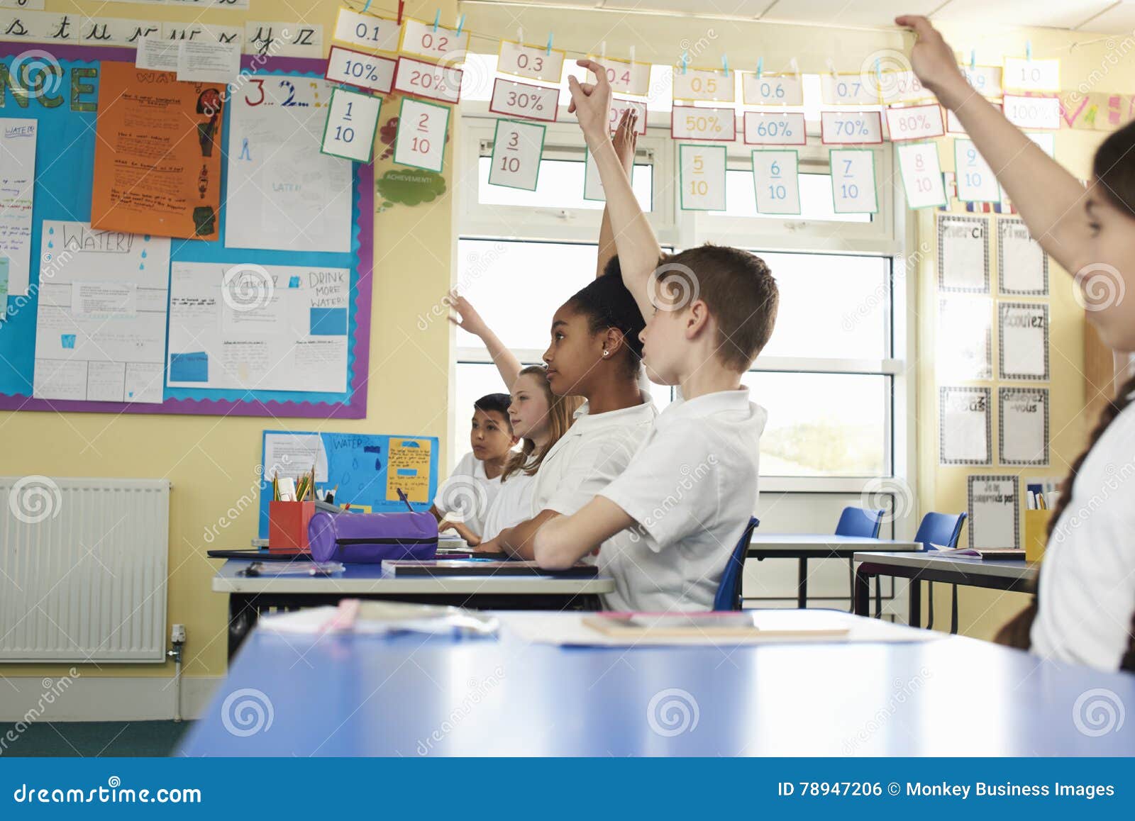 Children Raising Hands Knowing The Answer To The Question Royalty-Free ...