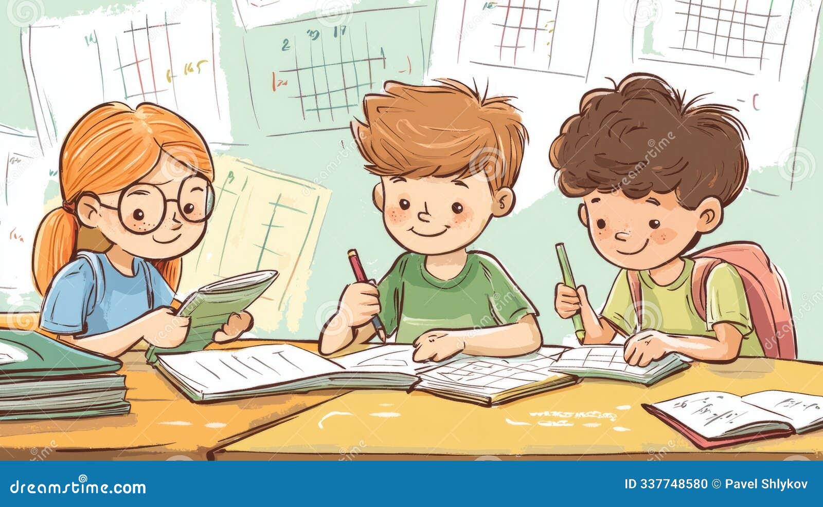 Primary School Children Working on a Test Assignment in Class: Smart ...