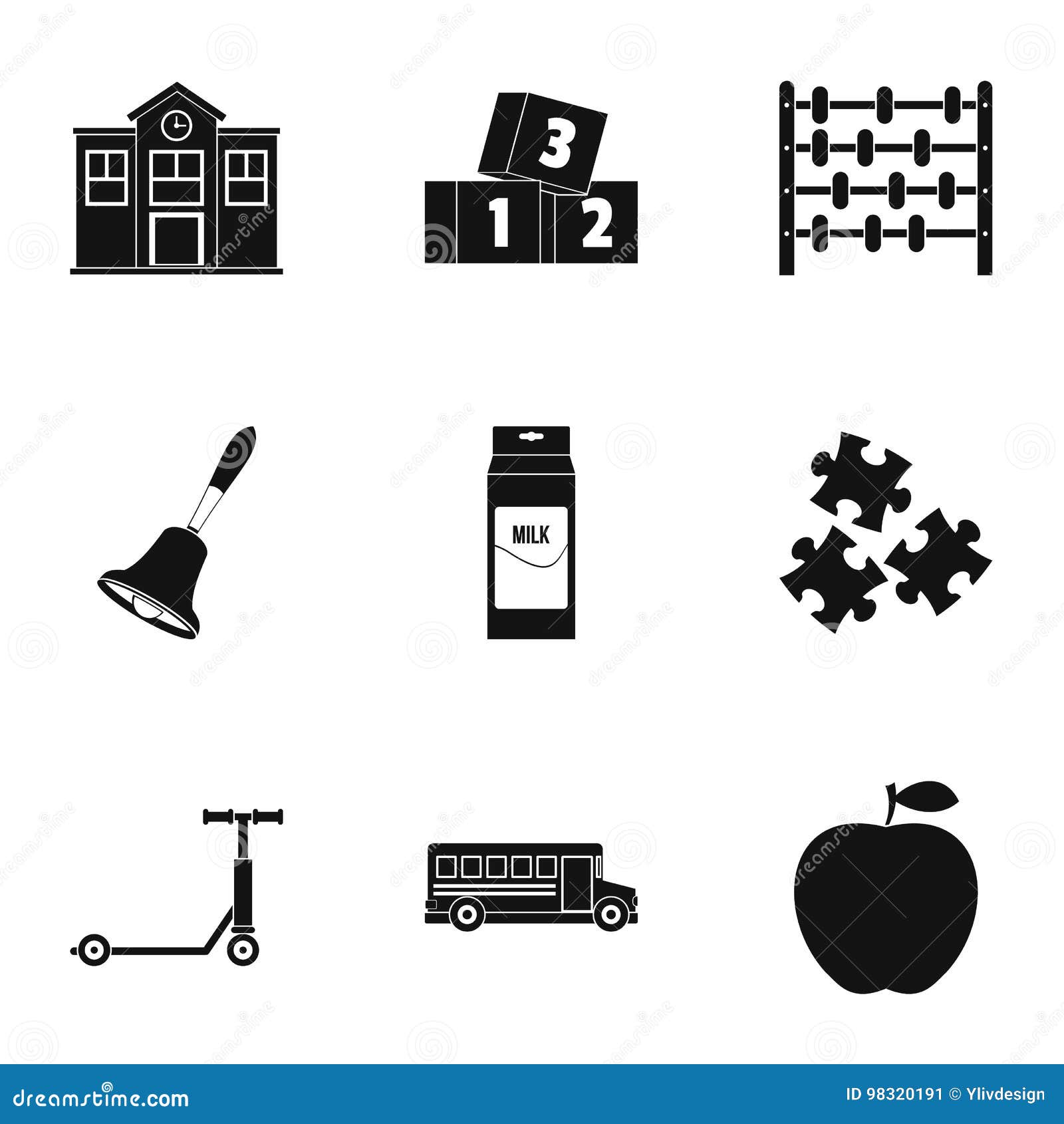 Primary School Icons Set, Simple Style Stock Vector - Illustration of ...
