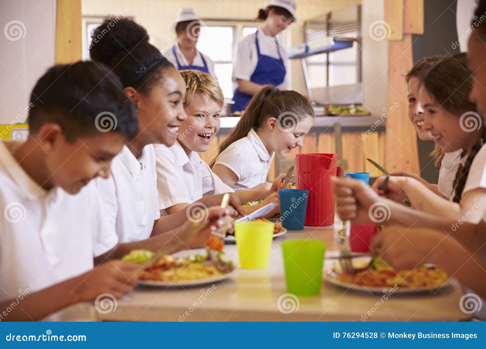 Kids In School Cafeteria
