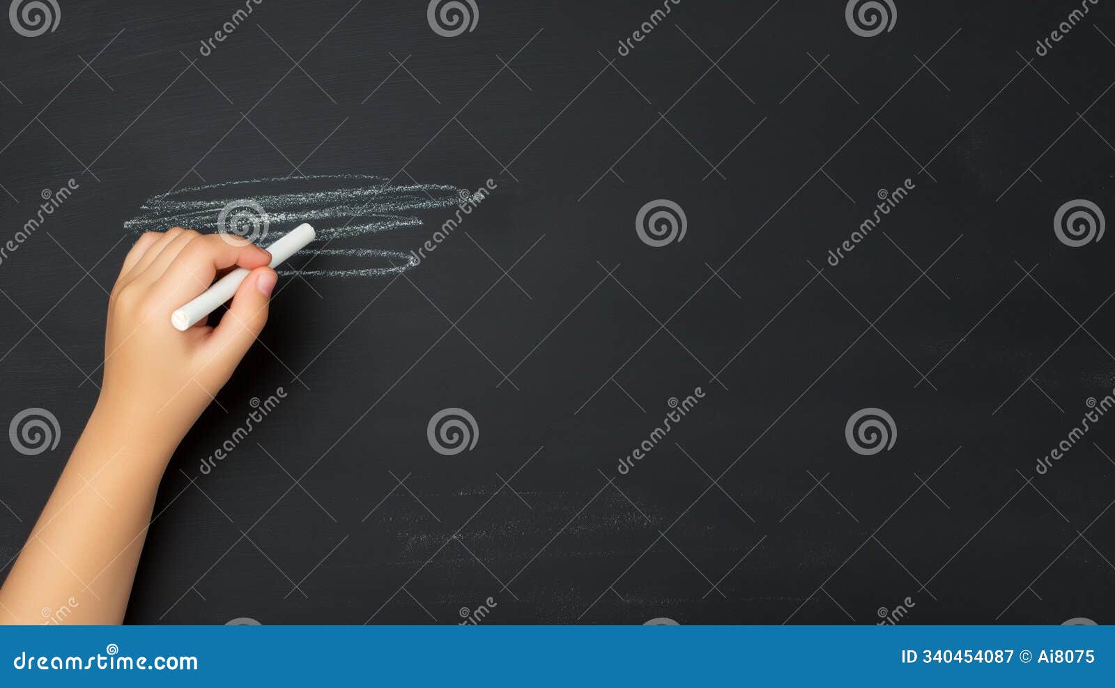 Primary School Student Hand Writing on Blackboard Banner Background ...
