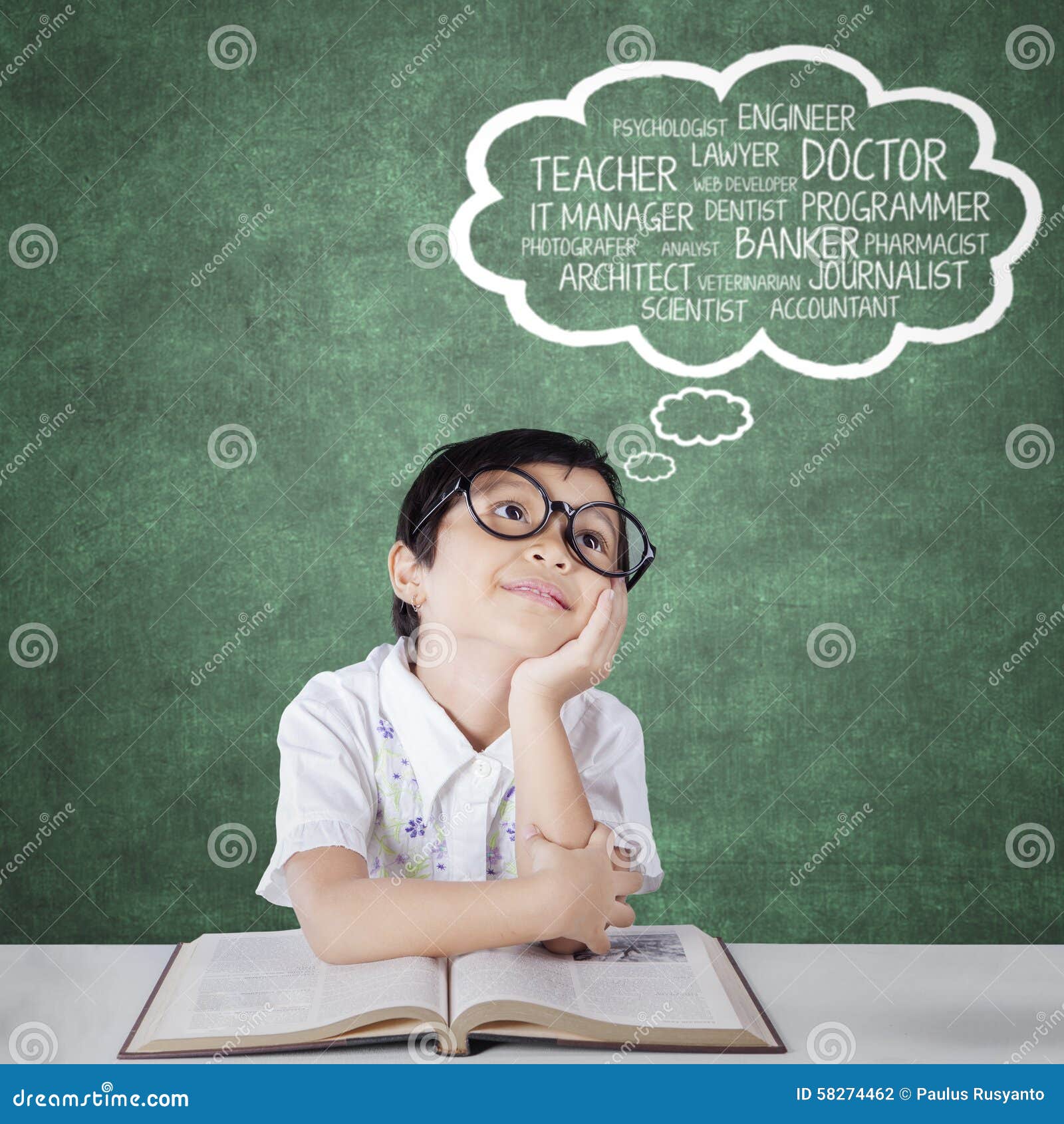 Primary School Student Thinking Future Jobs Stock Photo - Image of ...