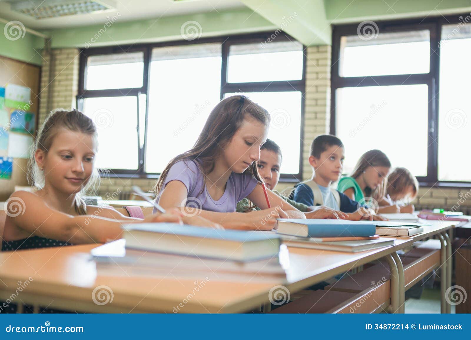 Primary School Students in Class Stock Photo - Image of indoors ...