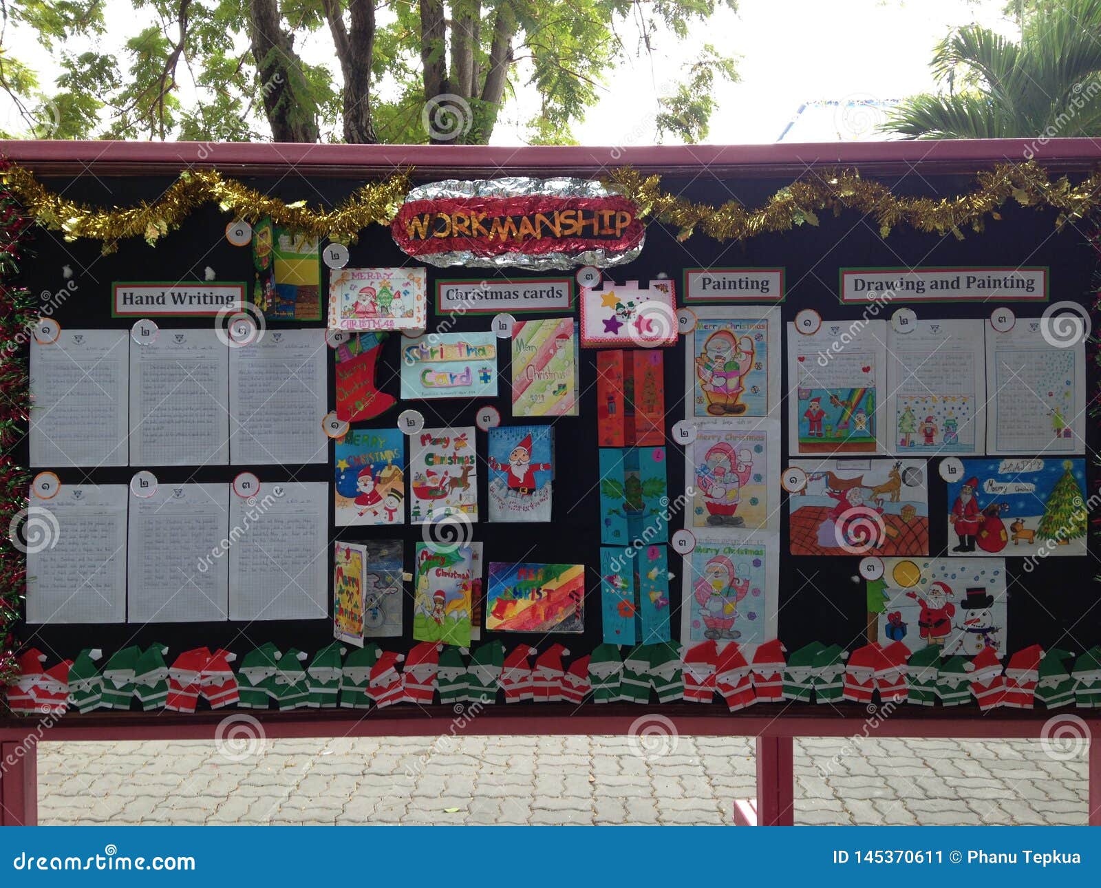 Primary School Students Workmanship, Bulletin Board. Editorial Photo ...