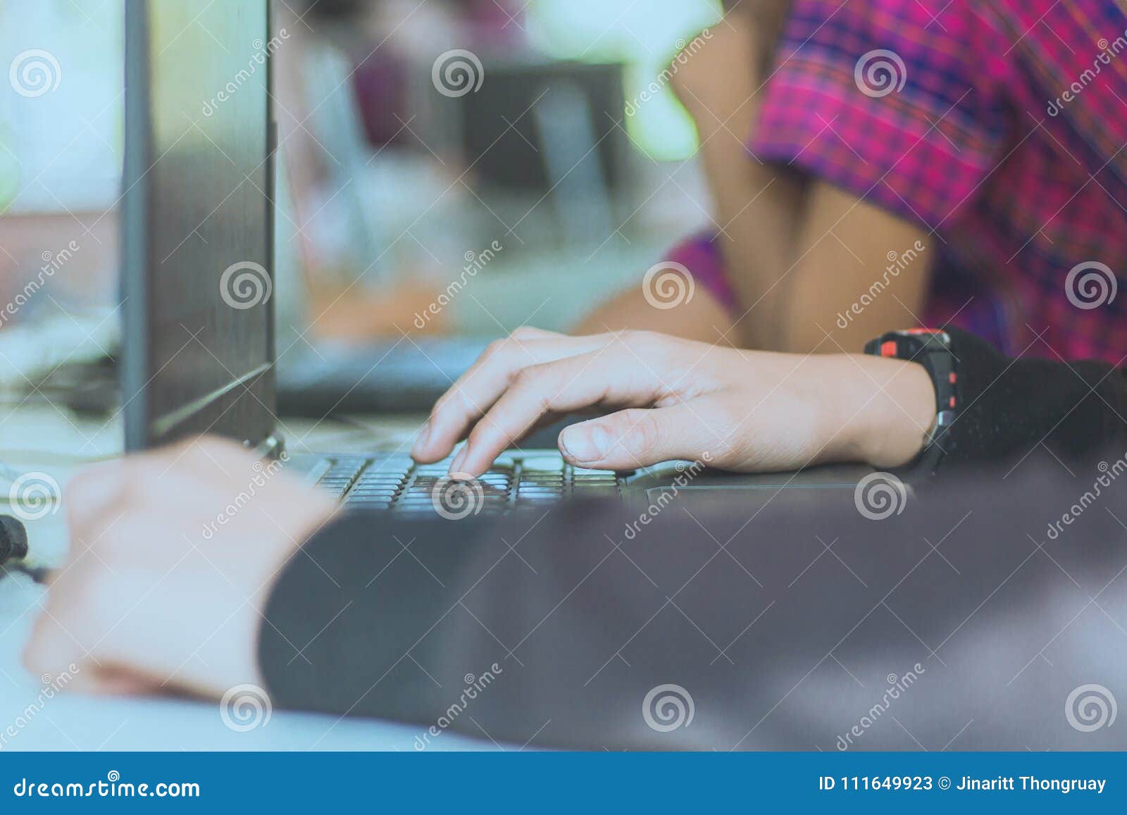 Primary Students are Learning by Computer. Stock Image - Image of ...