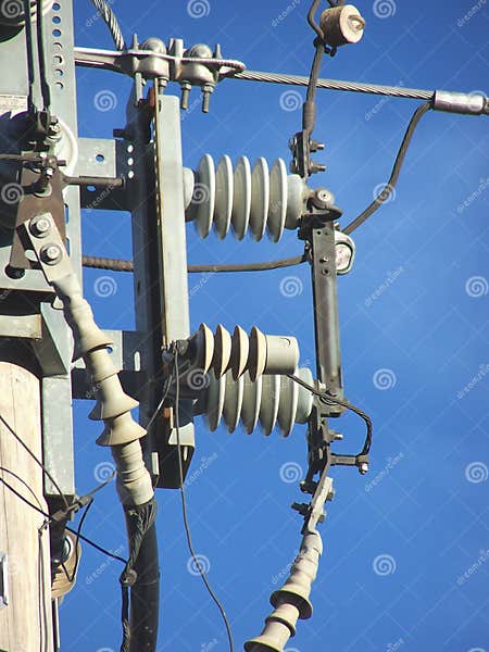 Primary Underground Pole Mounted Switch. Stock Photo - Image of three ...