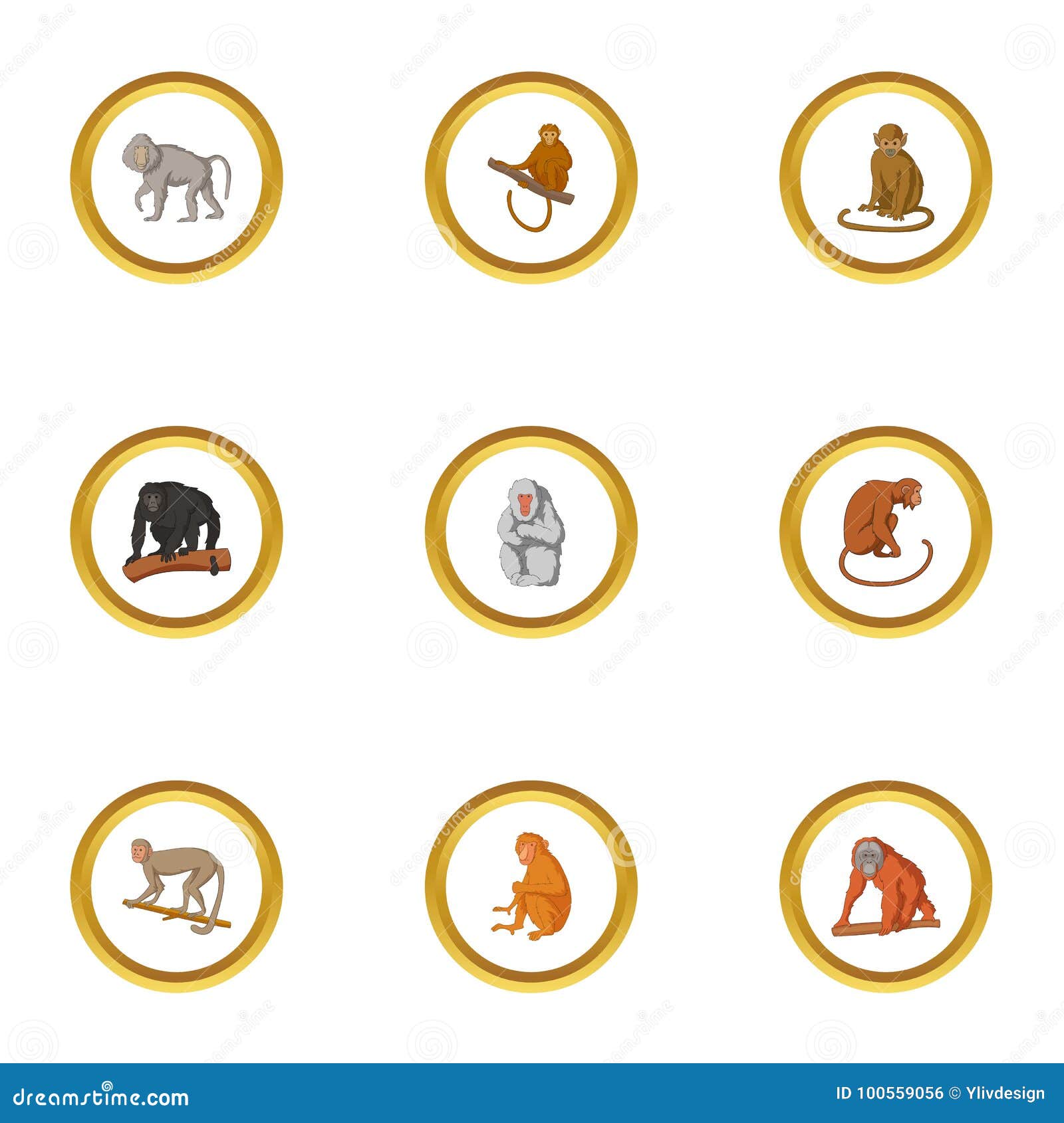 Primate Face Icons Set Stock Illustrations – 150 Primate Face Icons Set ...