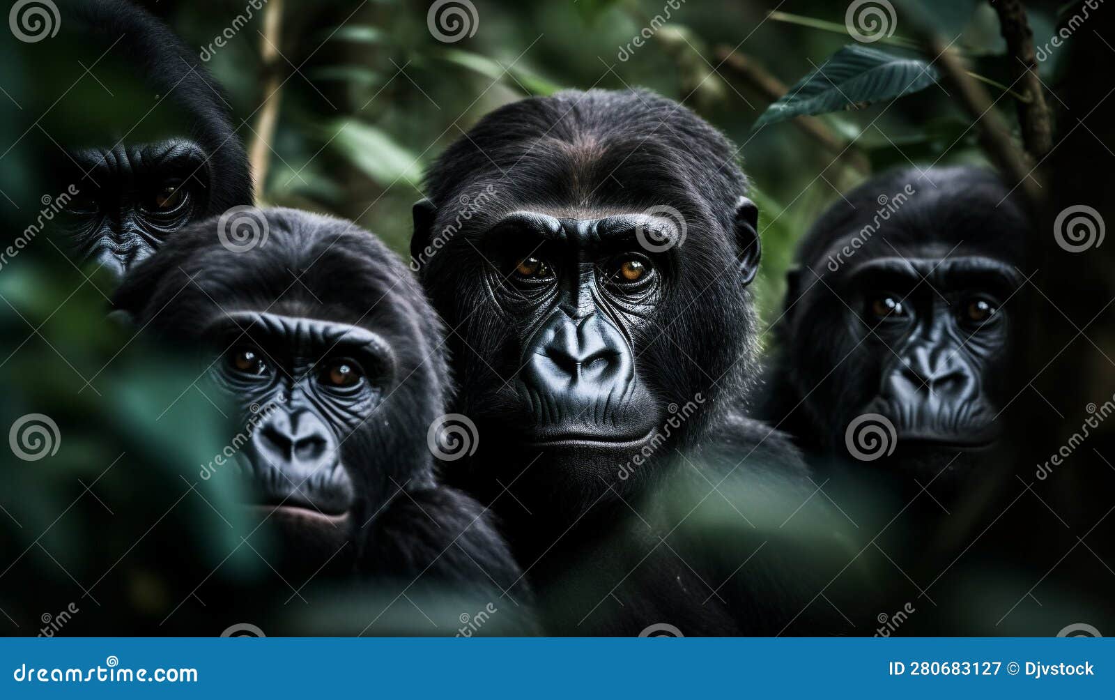 Primate Portrait: Black and White Monkey Staring at Camera Generated by ...