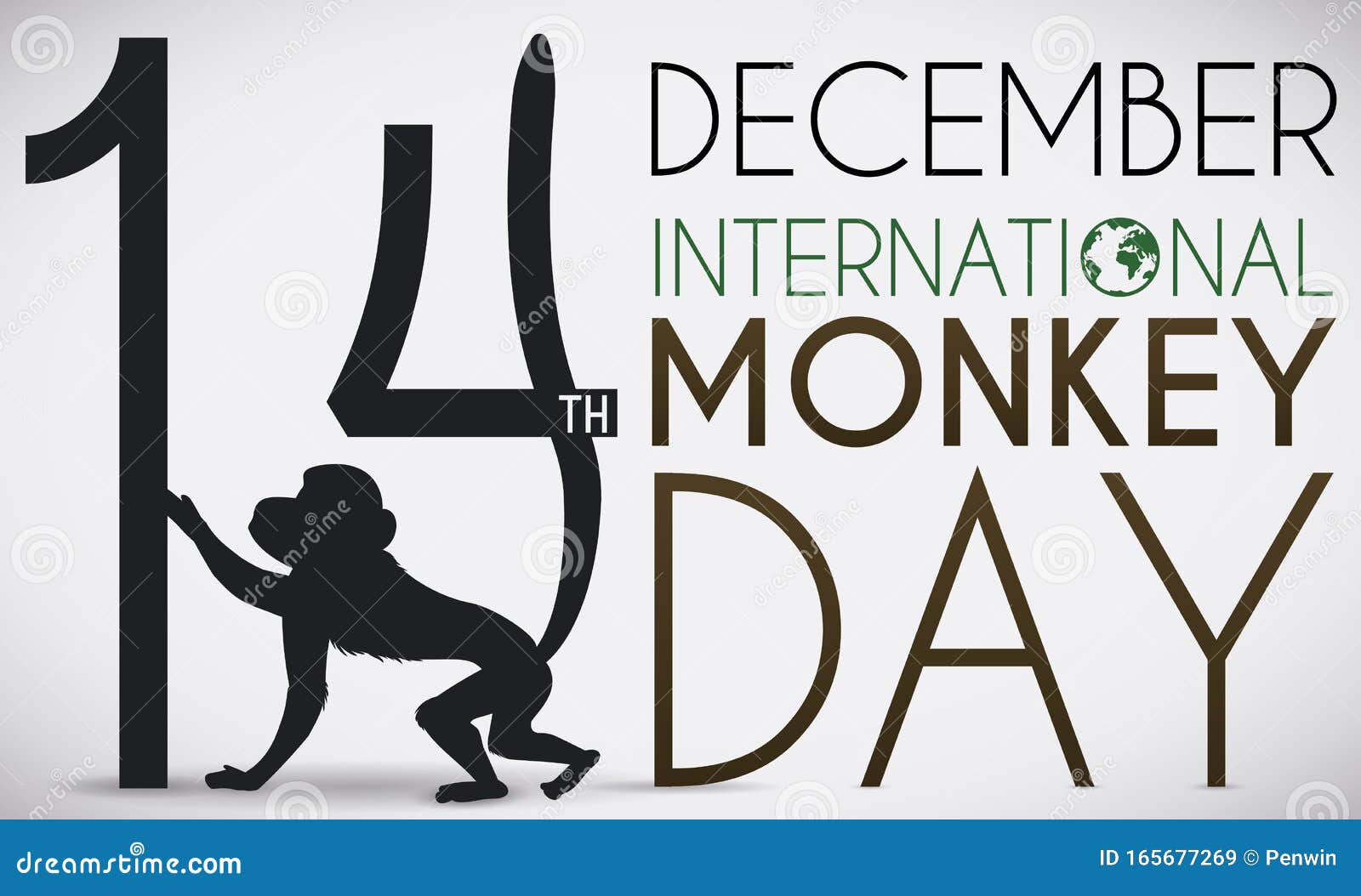 Primate Silhouette Forming the Date Number for International Monkey Day ...
