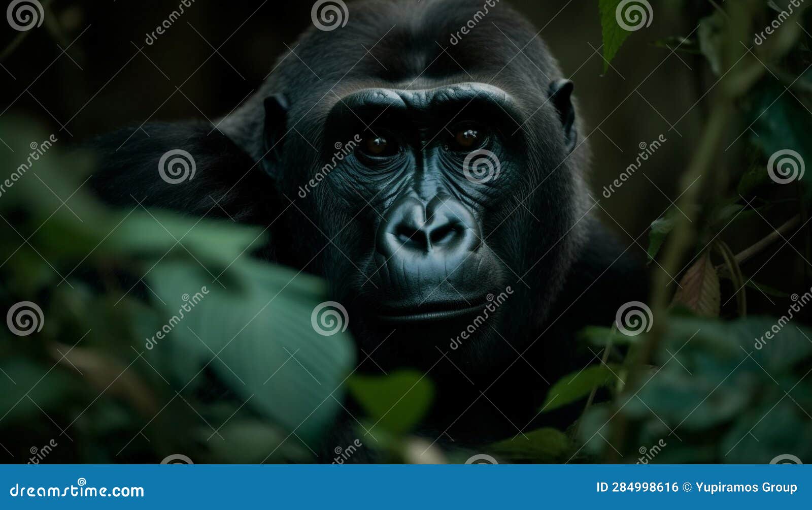 Primate in Tropical Rainforest, Staring with Strength, Surrounded by Nature Generated by AI ...