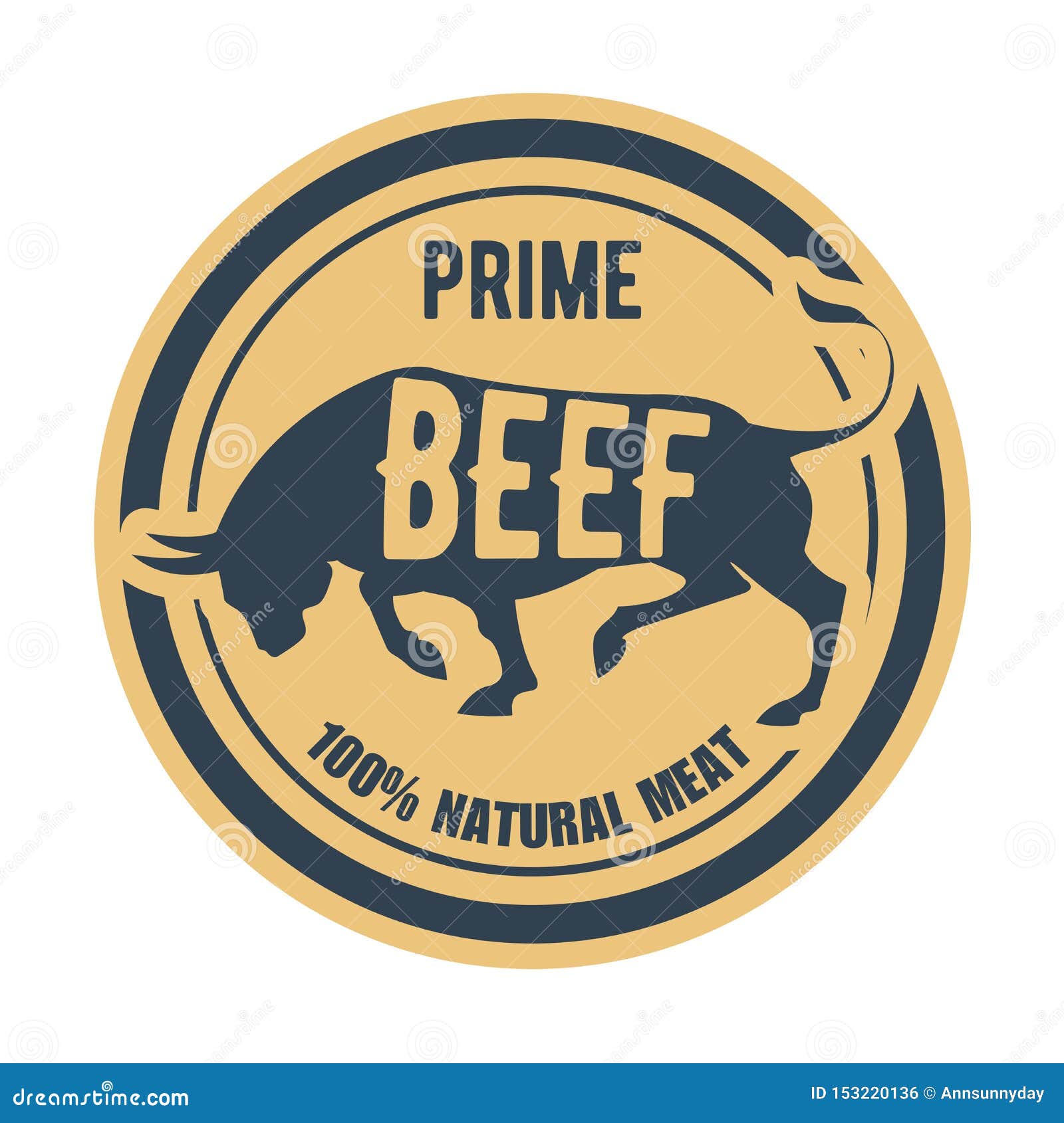 Prime Beef Stamp - Label with Bull, Natural Meat Stock Vector ...