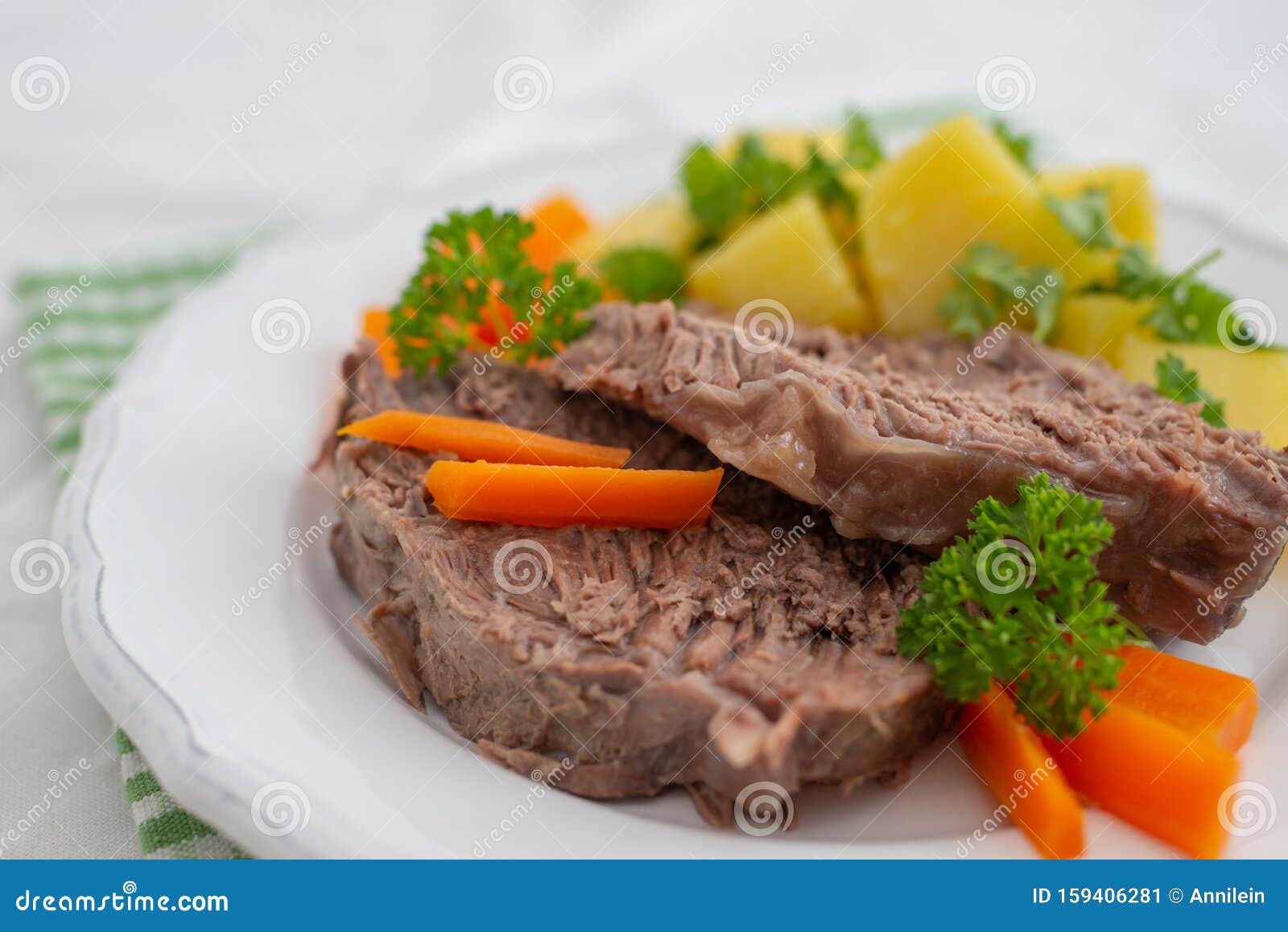 Prime Boiled Beef with Root Vegetables, Viennese Tafelspitz Stock Image ...