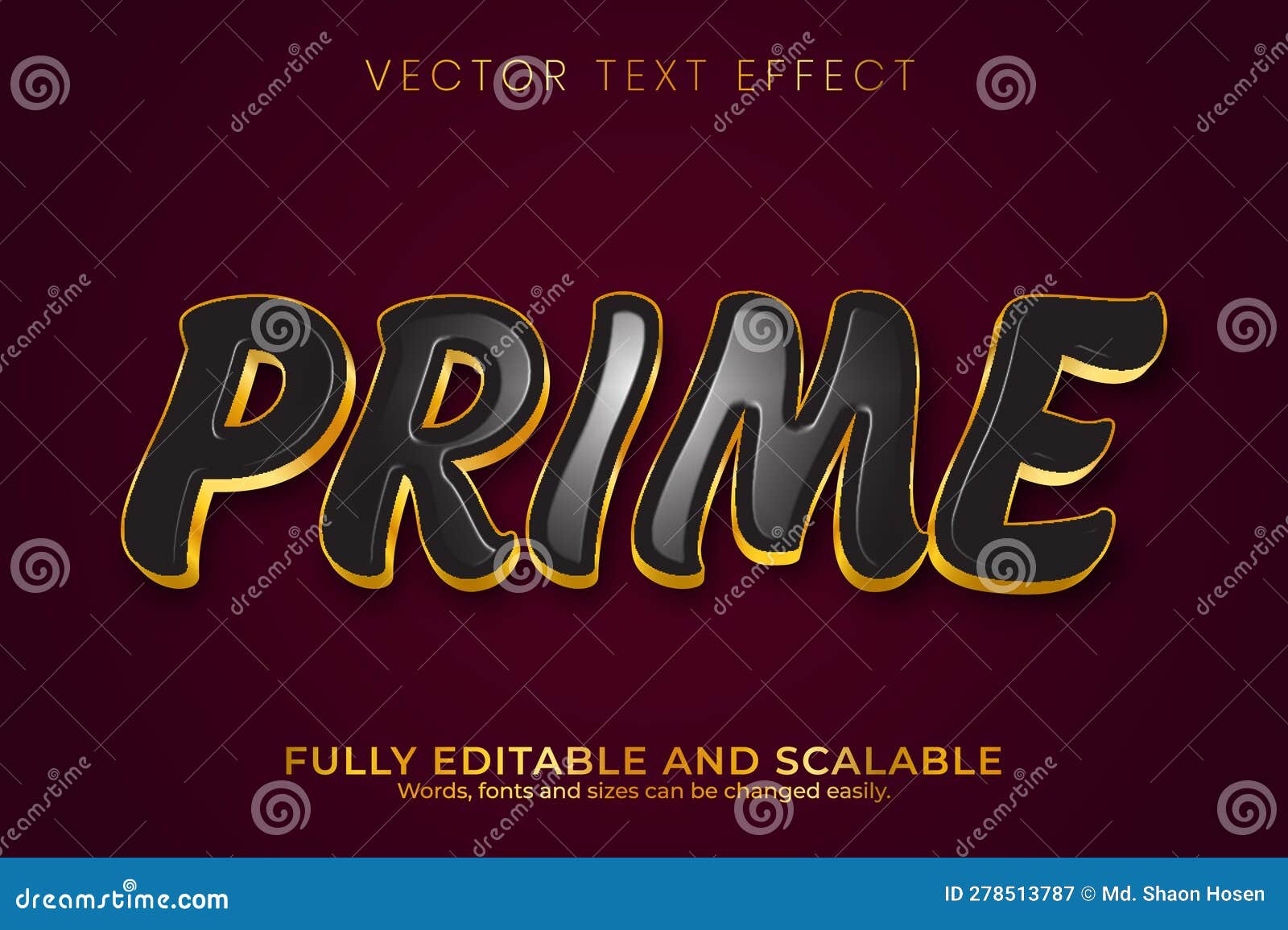 Prime Gold 3d Vector Text Effect Stock Vector - Illustration of ...