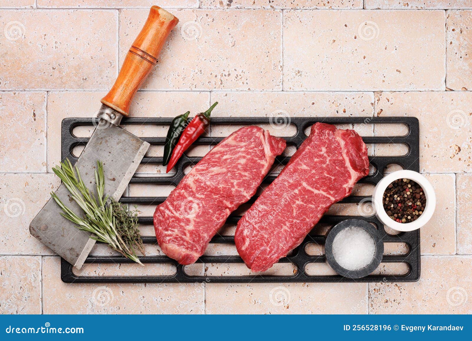Prime Marbled Beef Steaks. Raw Sirloin Steak Stock Photo - Image of ...