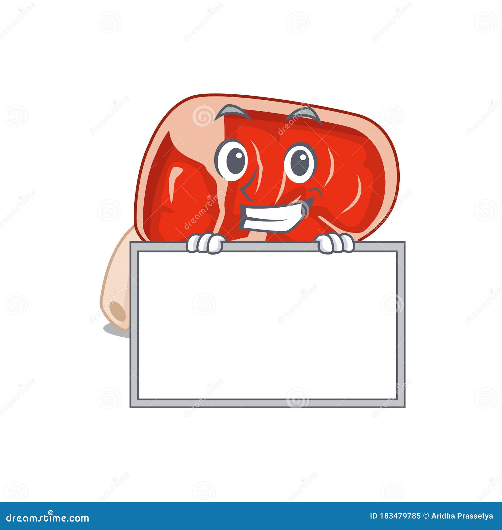 Prime Rib Cartoon Design Style Standing Behind a Board Stock Vector ...