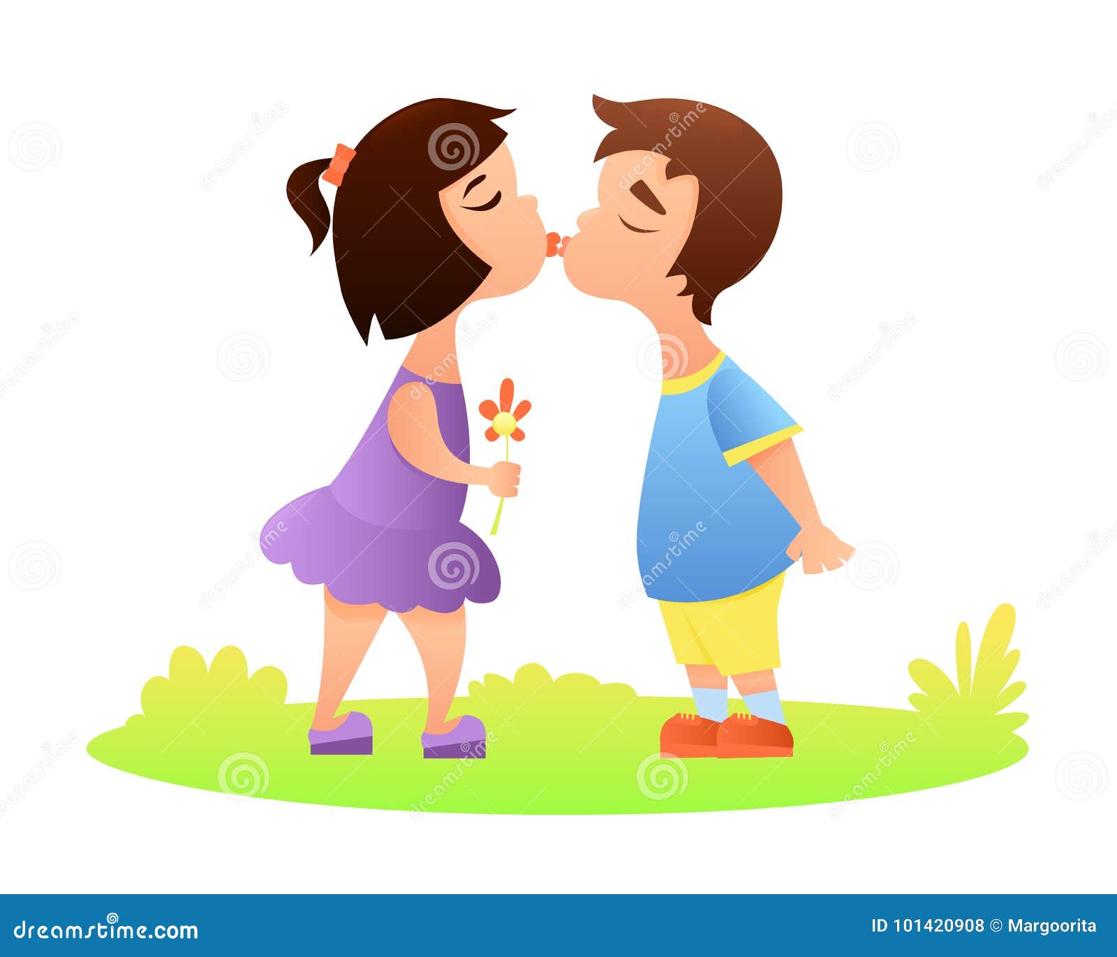 Primer beso del amor ilustración del vector. Ilustración de beso ...