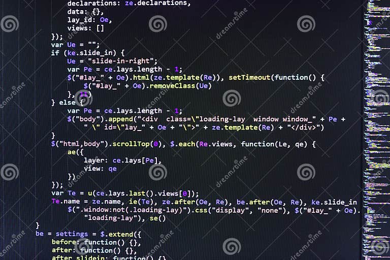 Primer Del Código De Java Script, Del CSS Y Del HTML Imagen de archivo ...