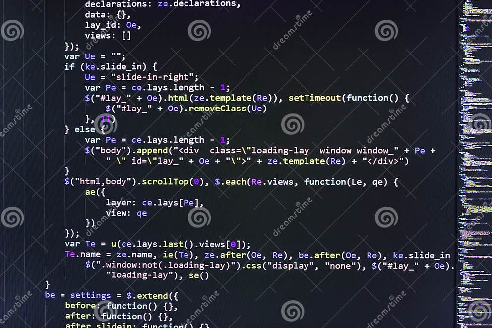 Primer Del Código De Java Script, Del CSS Y Del HTML Imagen de archivo ...