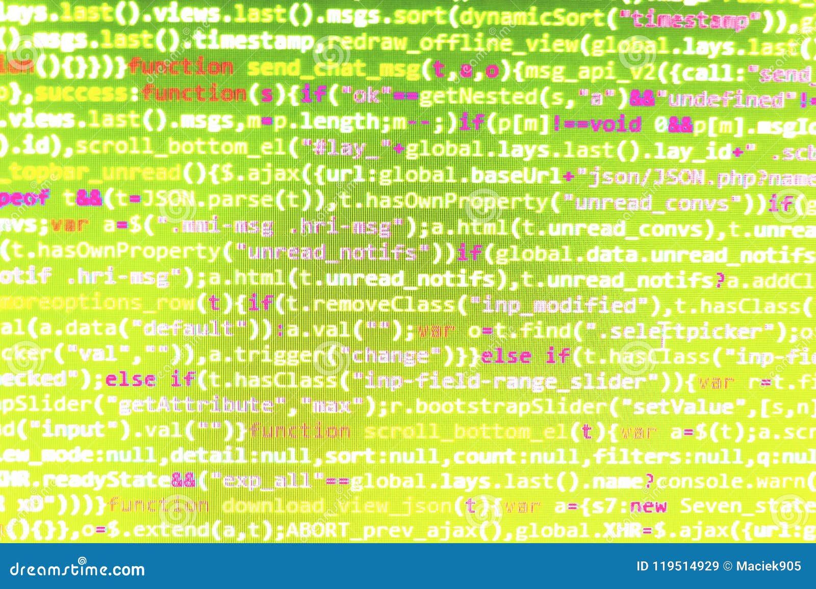 Primer Del Código De Java Script, Del CSS Y Del HTML Imagen de archivo ...