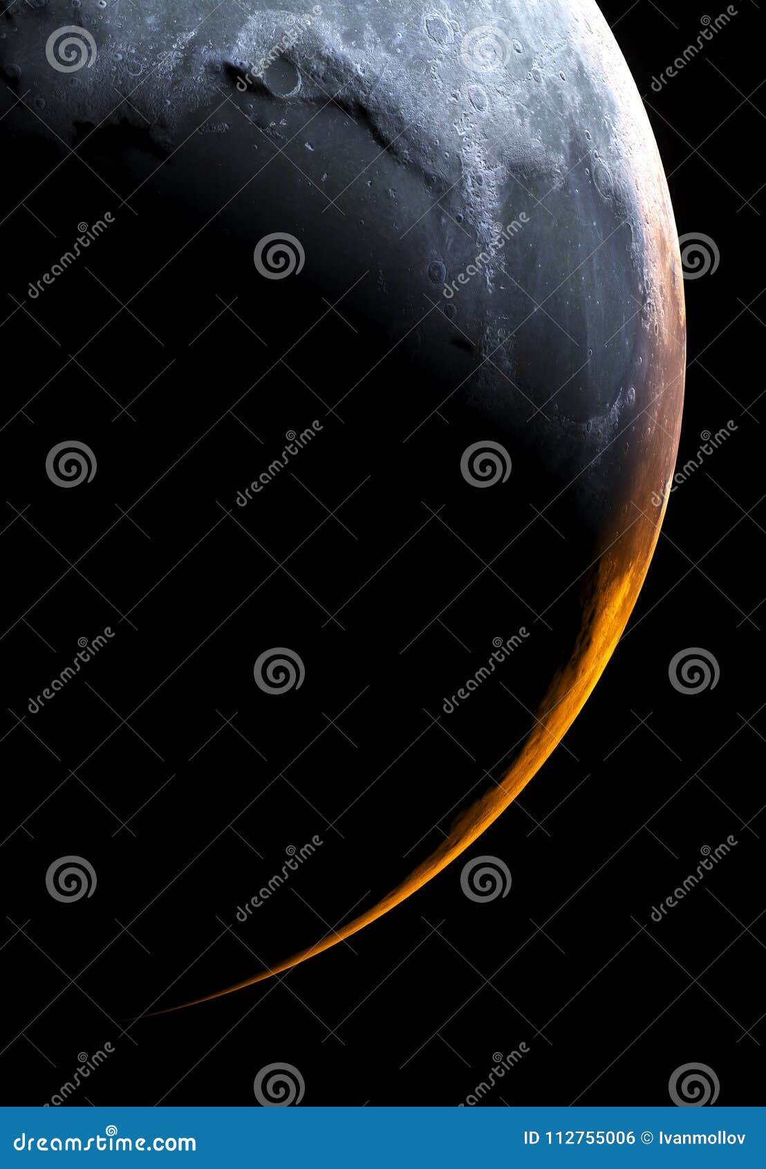 Primer realista de la luna stock de ilustración. Ilustración de noche ...