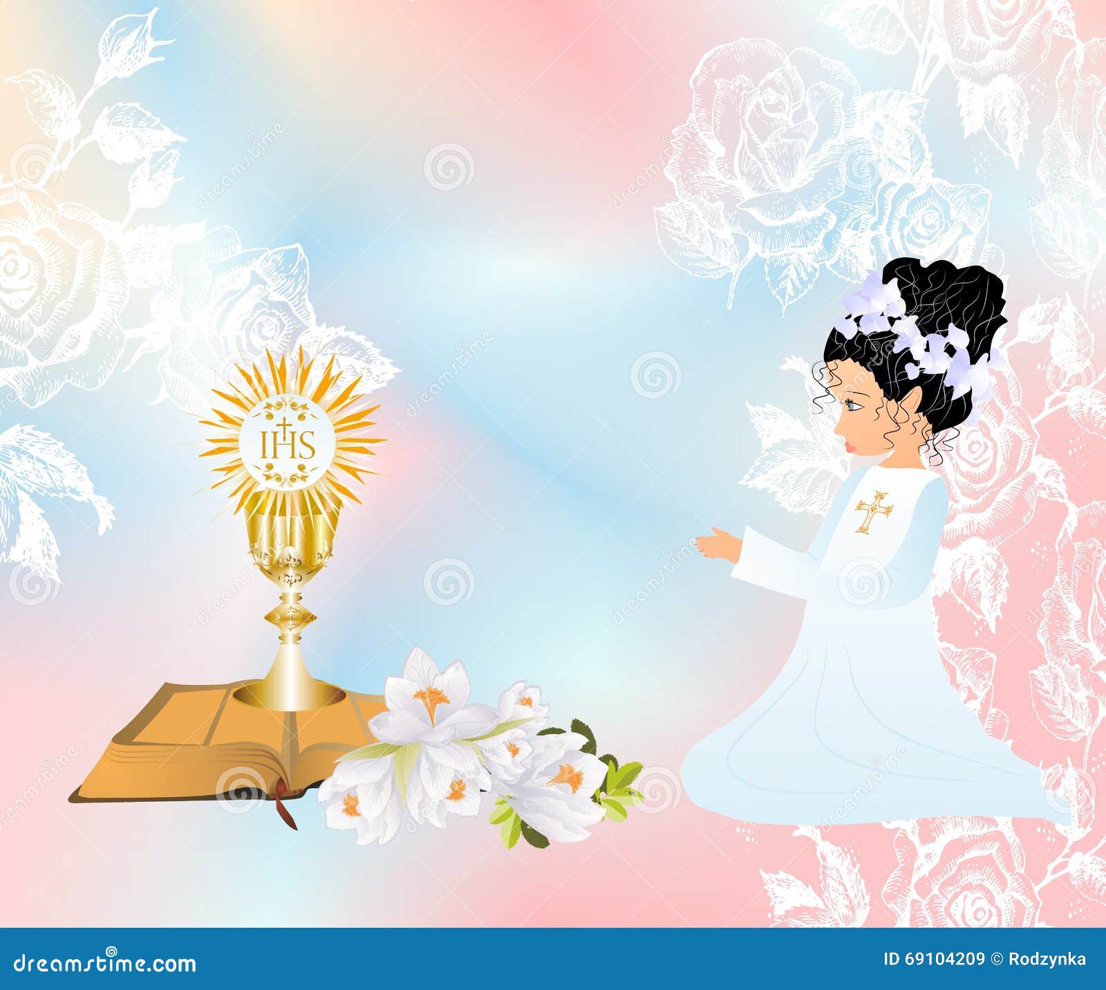 Primera comunión stock de ilustración. Ilustración de primero - 69104209