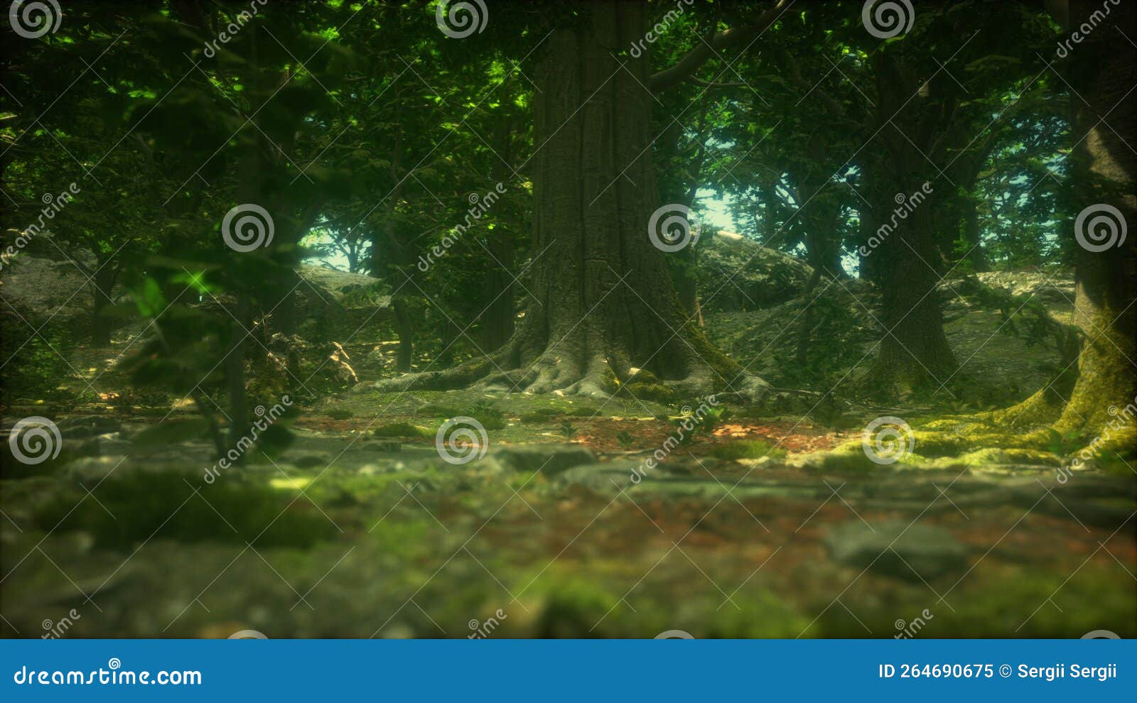 A Primeval Forest, Vintage Engraved Art Line Drawing Vector ...