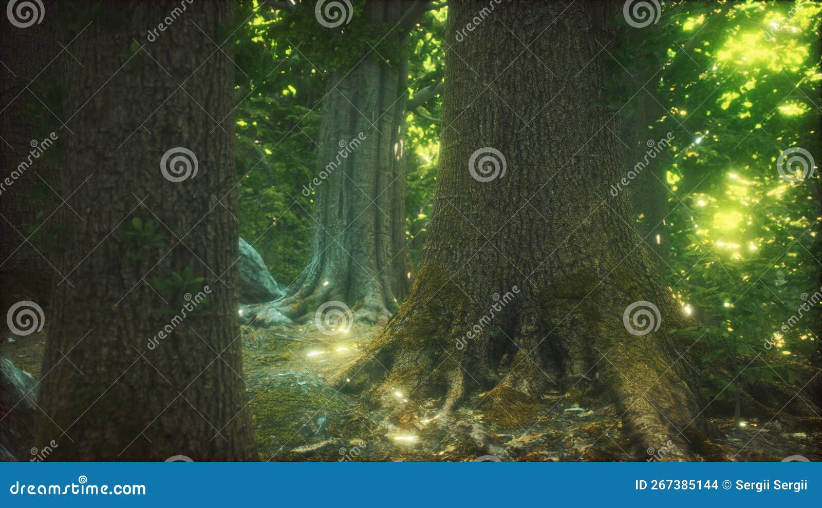 The Primeval Forest with Mossed Ground Stock Illustration ...