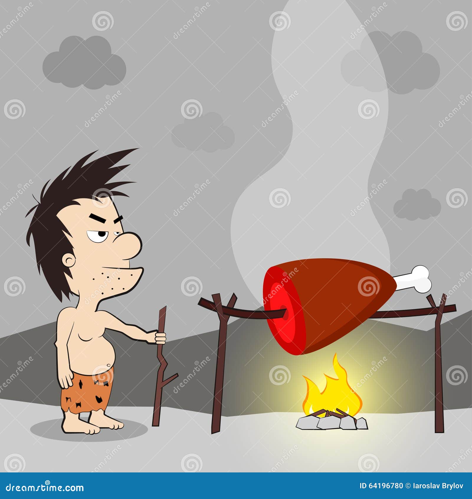 Primitiv man i djurt skinn vektor illustrationer. Illustration av ...