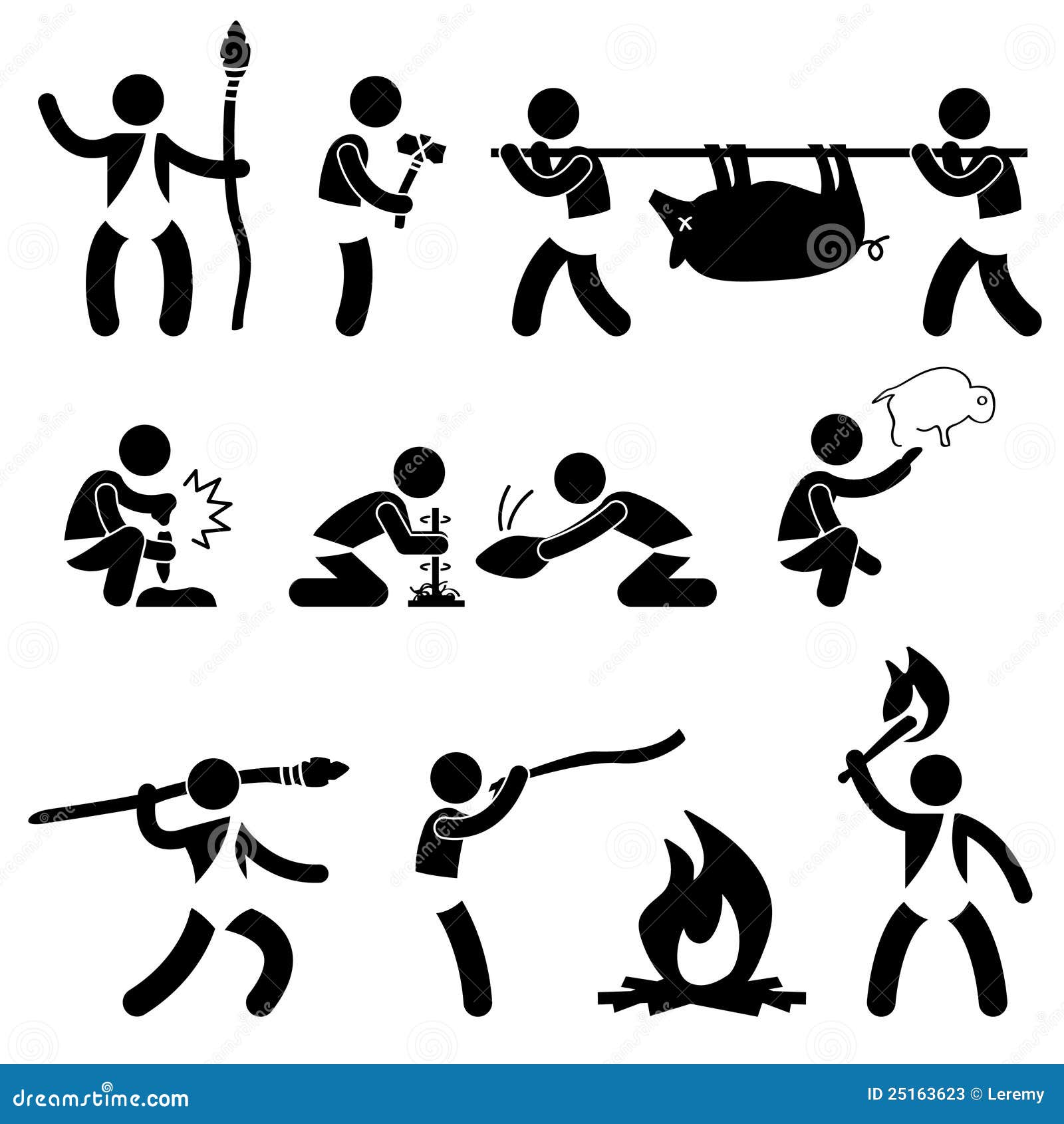 Primitive Ancient Prehistoric Caveman Man Stock Vector - Illustration ...