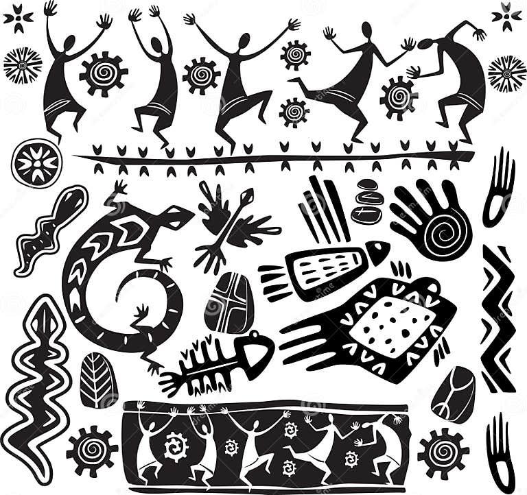 Primitive Art Design Elements Stock Vector - Illustration of symbolic ...