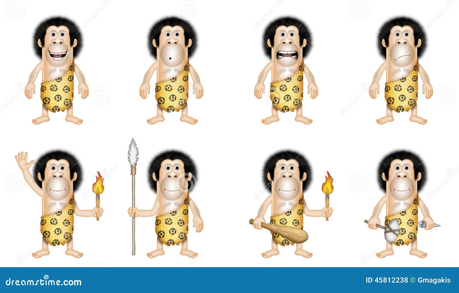 Primitive cartoon man stock illustration. Image of stone - 45812238