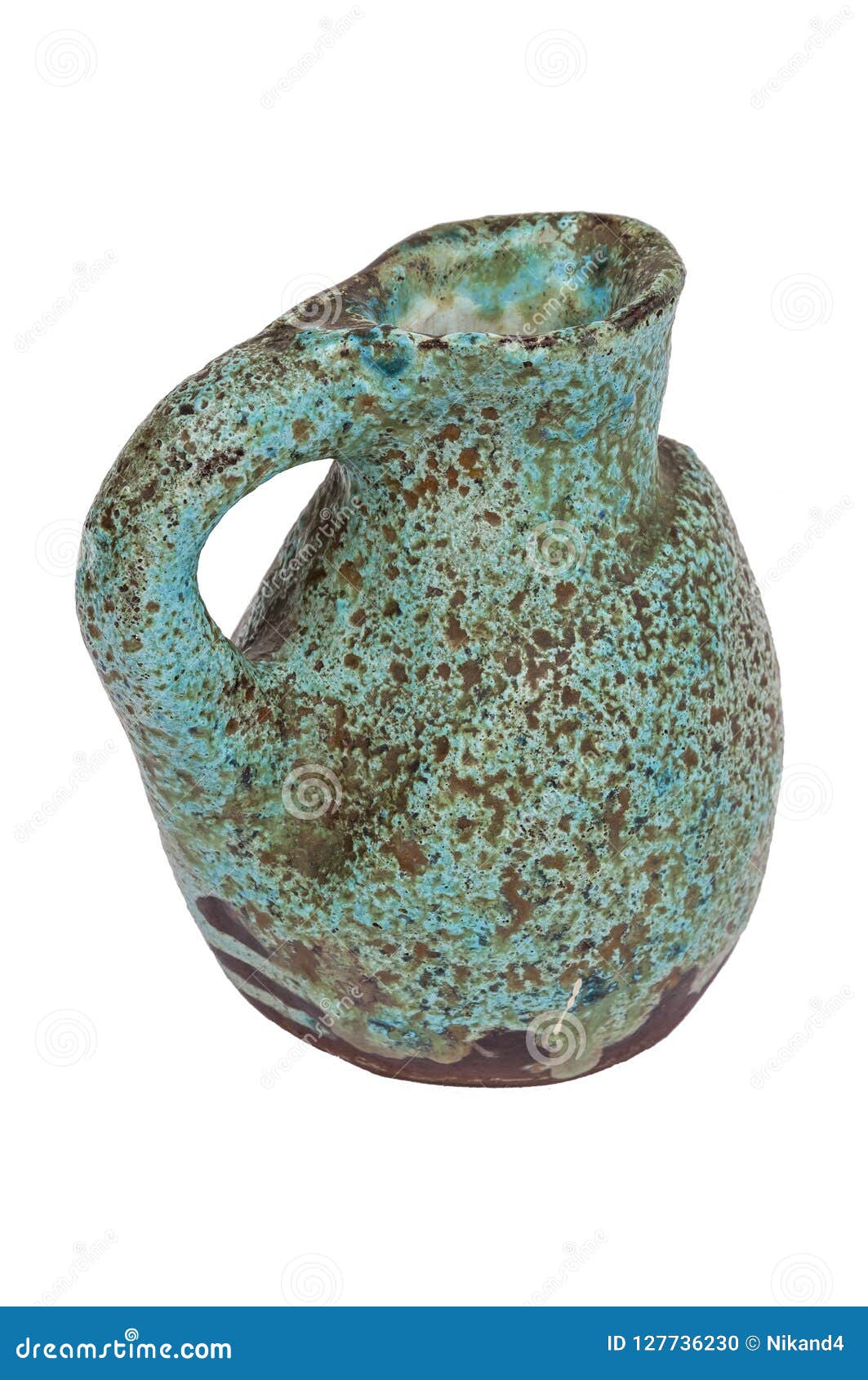 Primitive clay pitcher stock photo. Image of isolated - 127736230