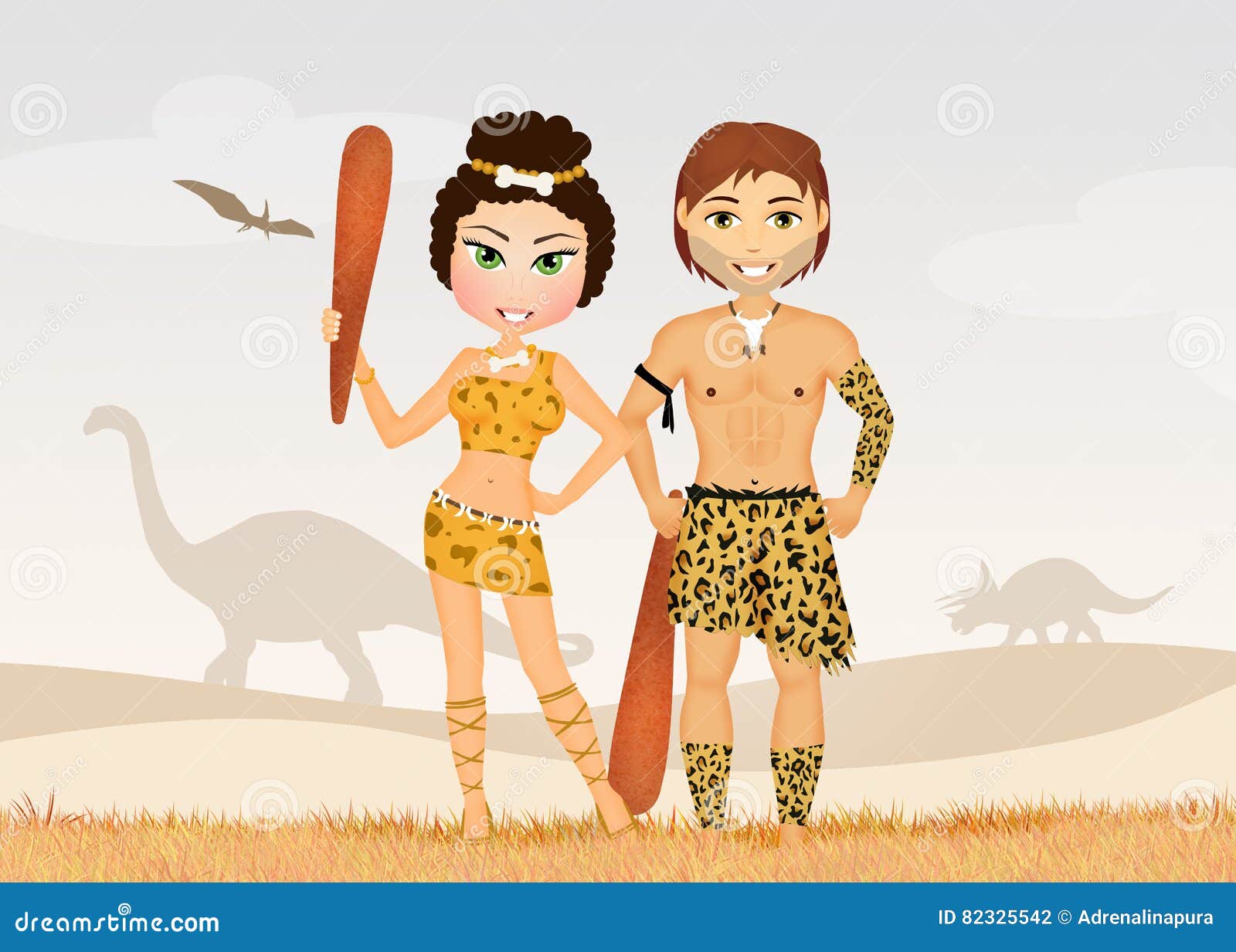 Primitive couple cave stock illustration. Illustration of cave - 82325542