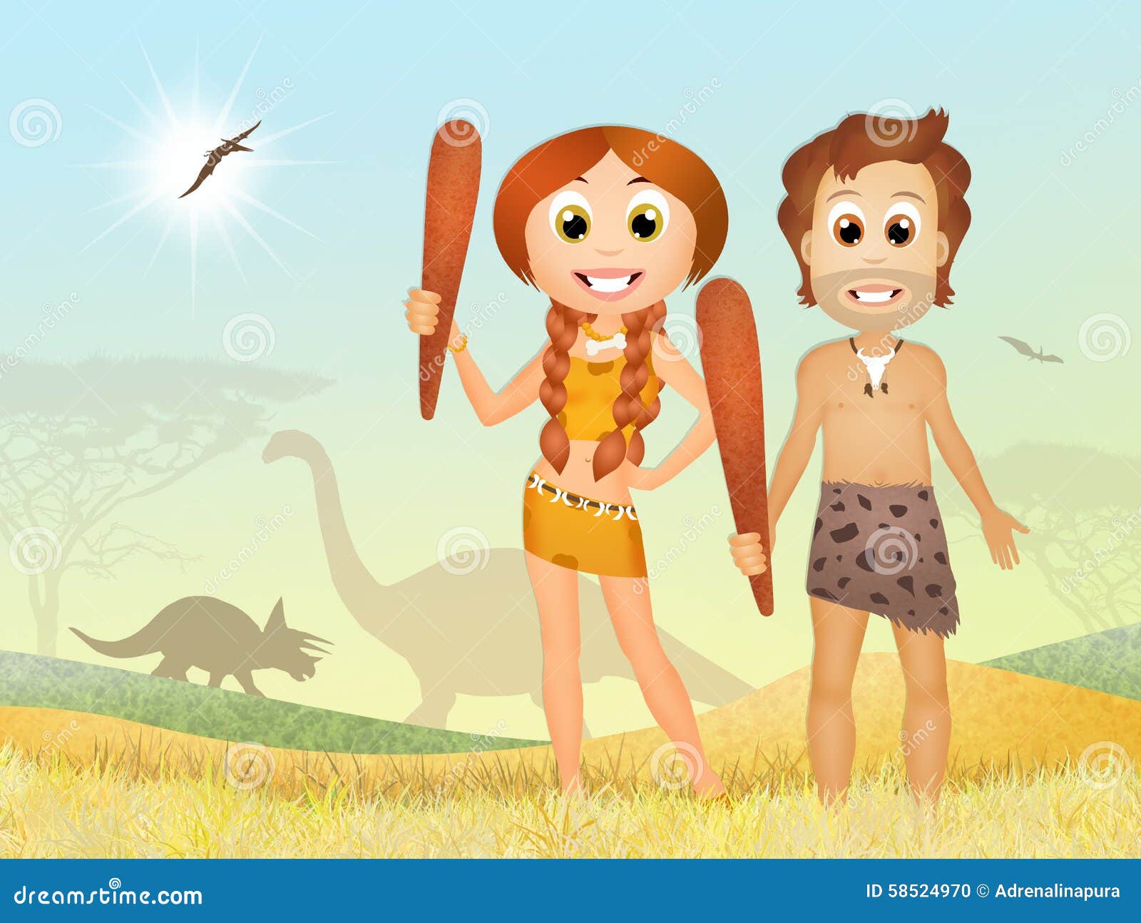 Primitive couple stock illustration. Illustration of life - 58524970