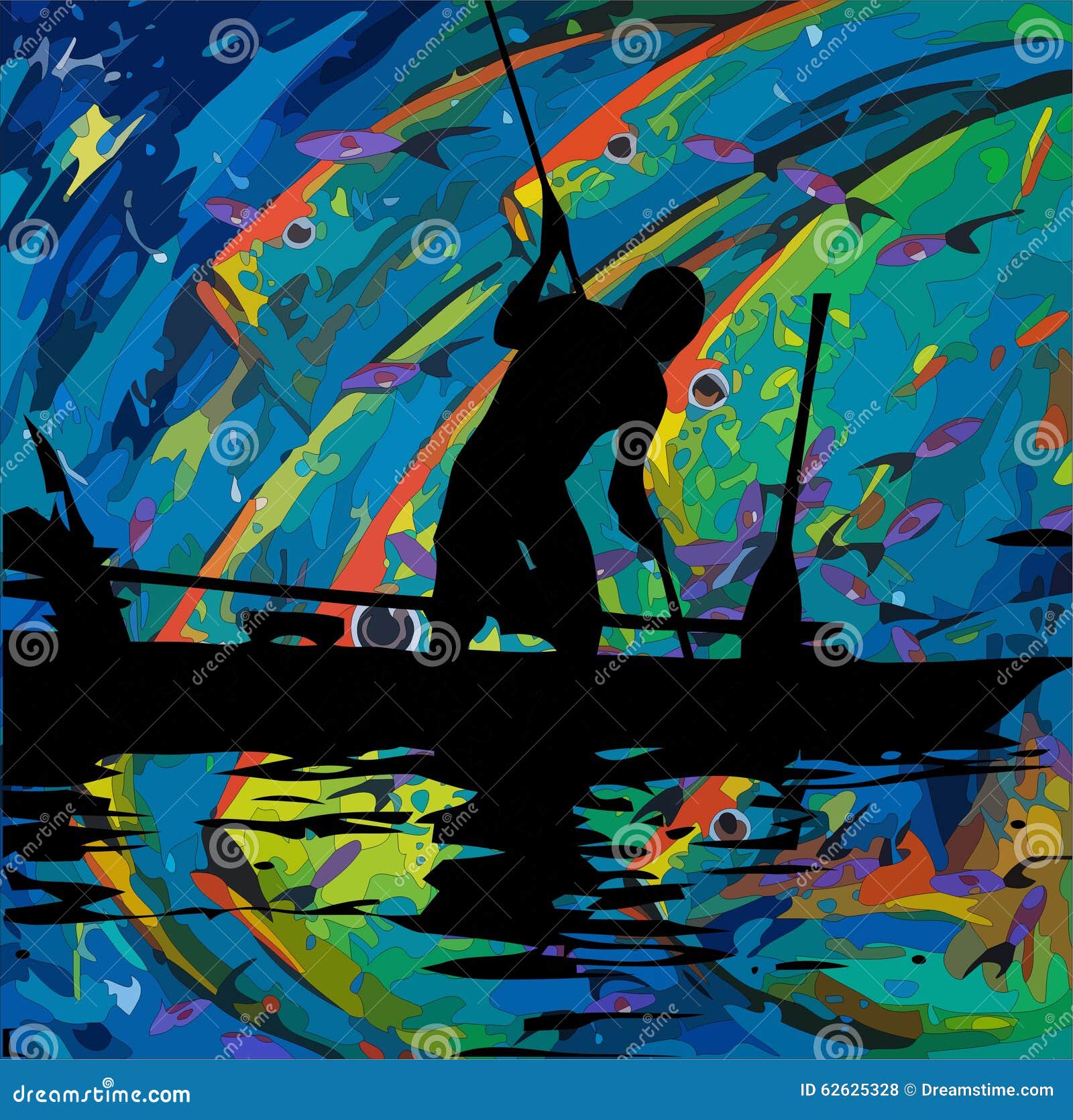 Primitive fishing stock illustration. Illustration of living - 62625328