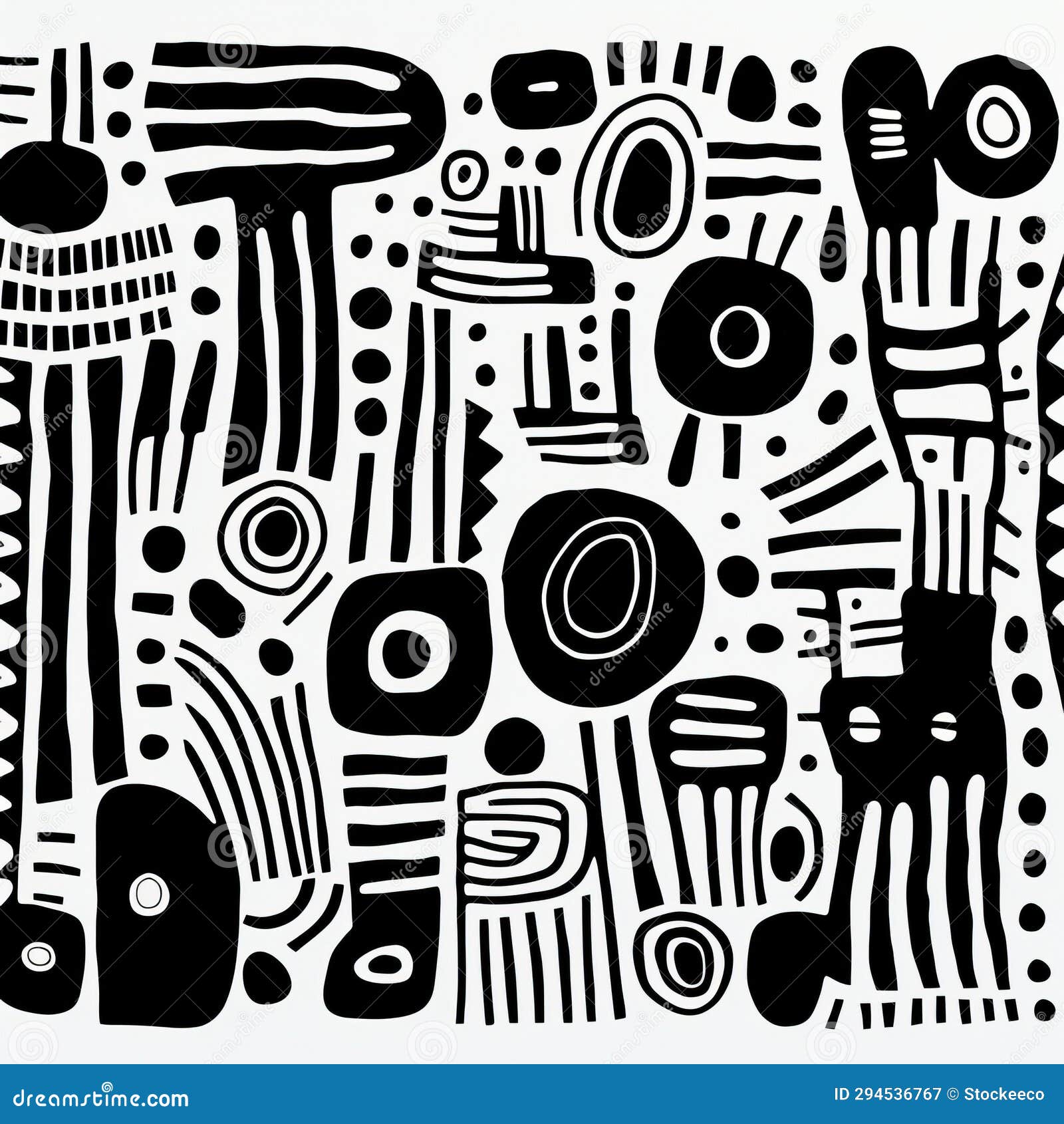 Primitive Forms a Simple Doodle Poster with Absurd Monotone ...