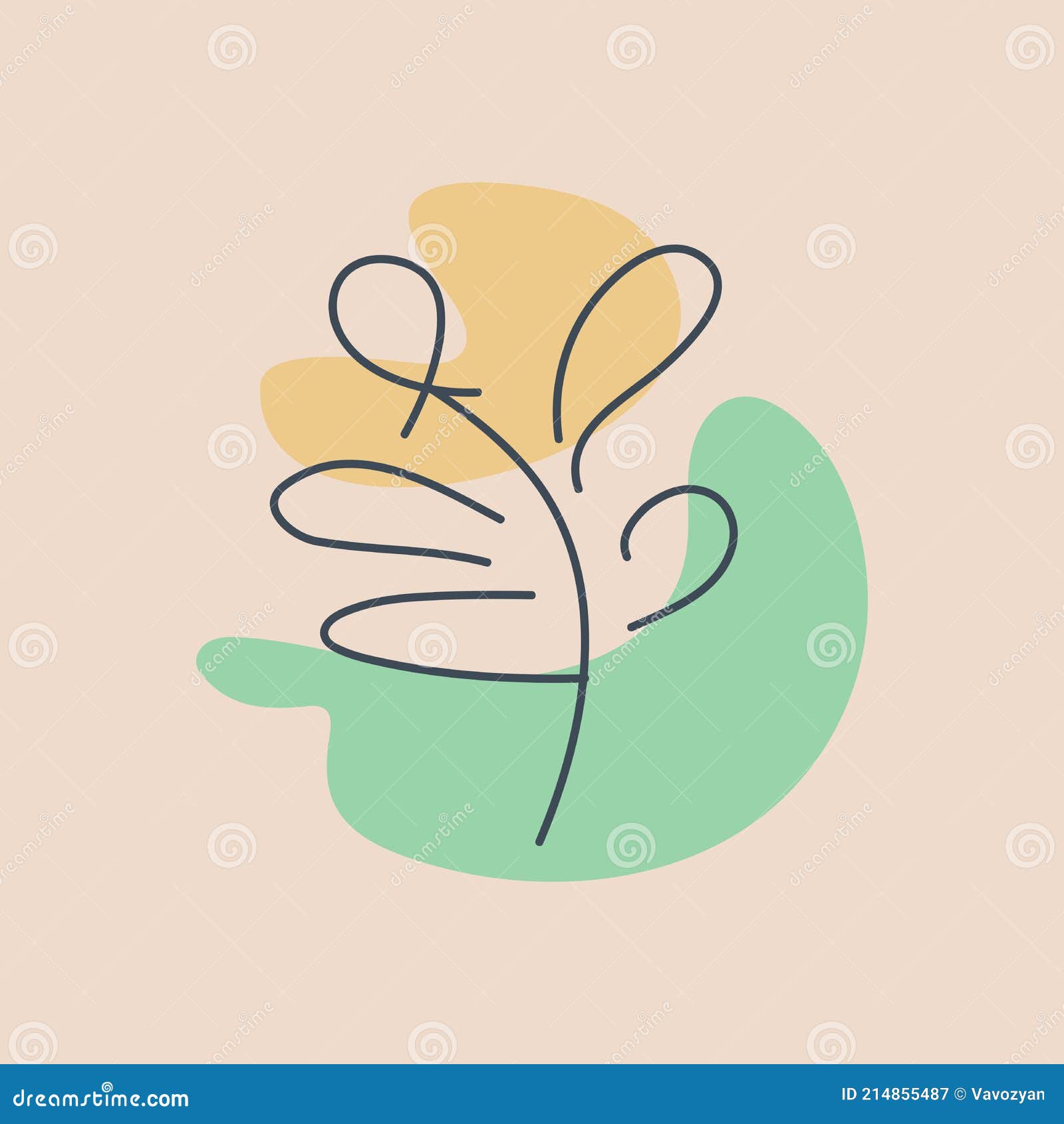 Primitive Abstract Leaf Drawing of Lines and Stock Illustration ...