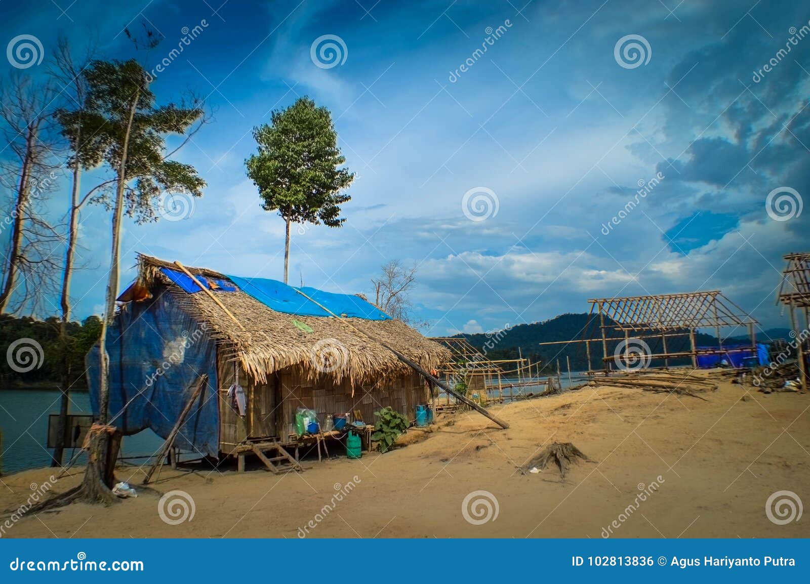 Primitive stock photo. Image of blue, human, lake, primitive - 102813836