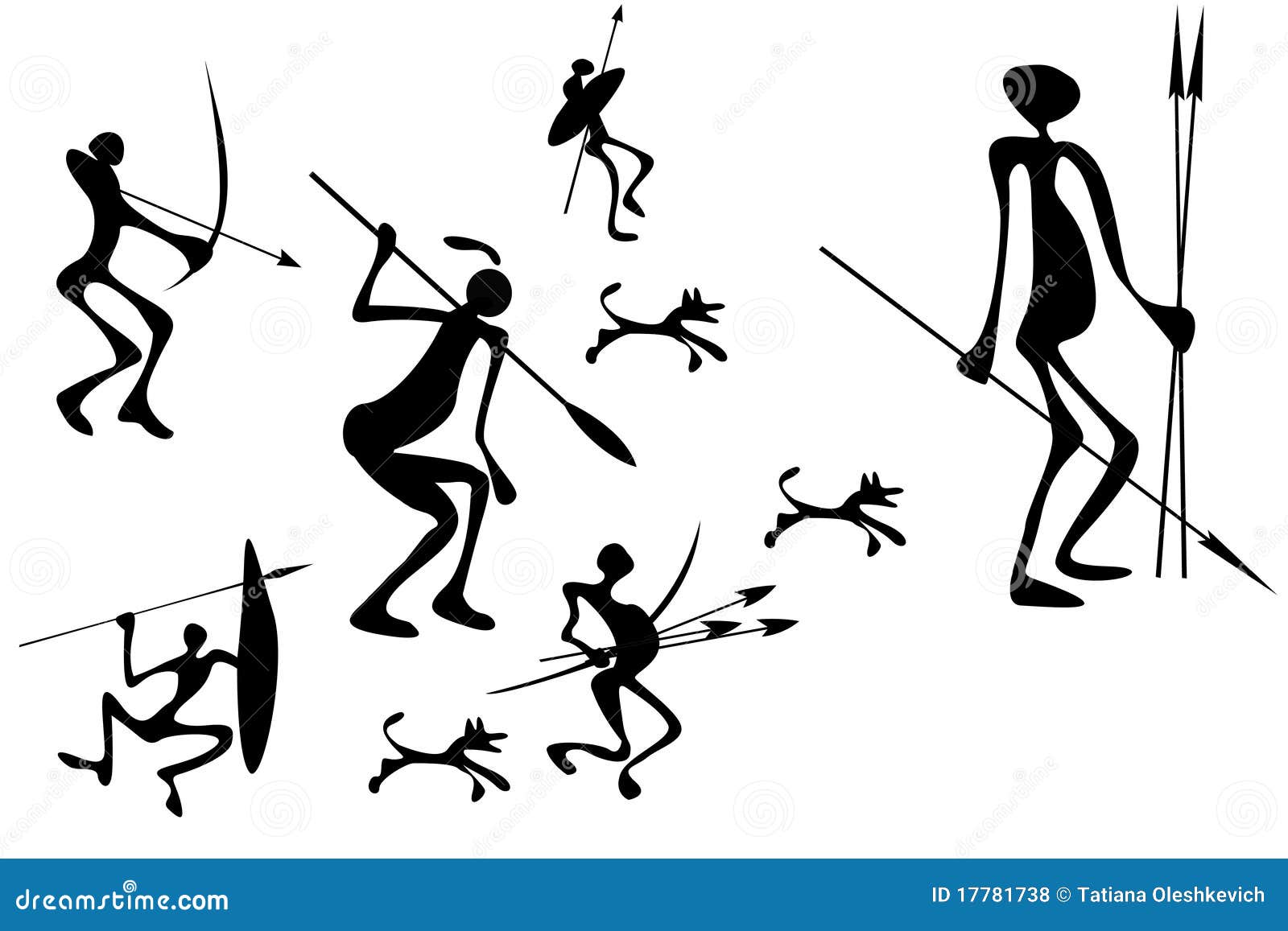 Primitive hunter s figures stock illustration. Illustration of closeup ...
